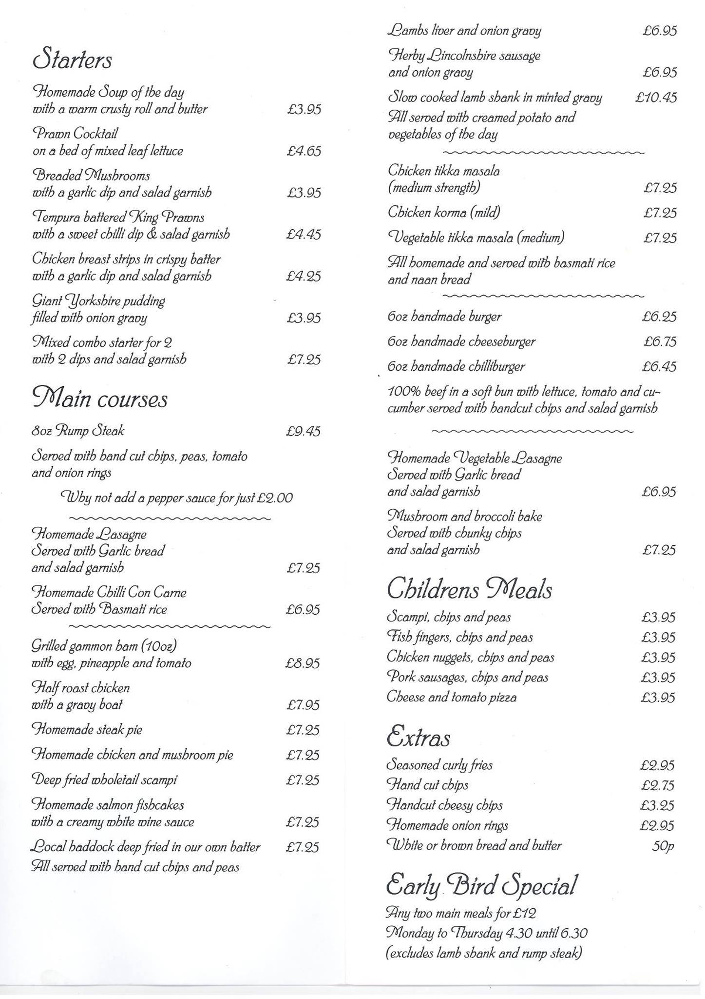 Menu at The Highlander pub & bar, Scarborough