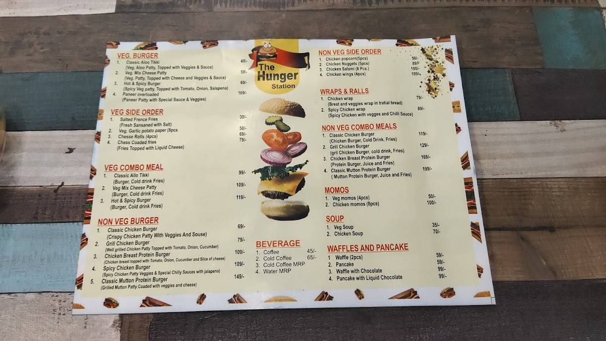 Menu at The Hunger Station, Bhiwani
