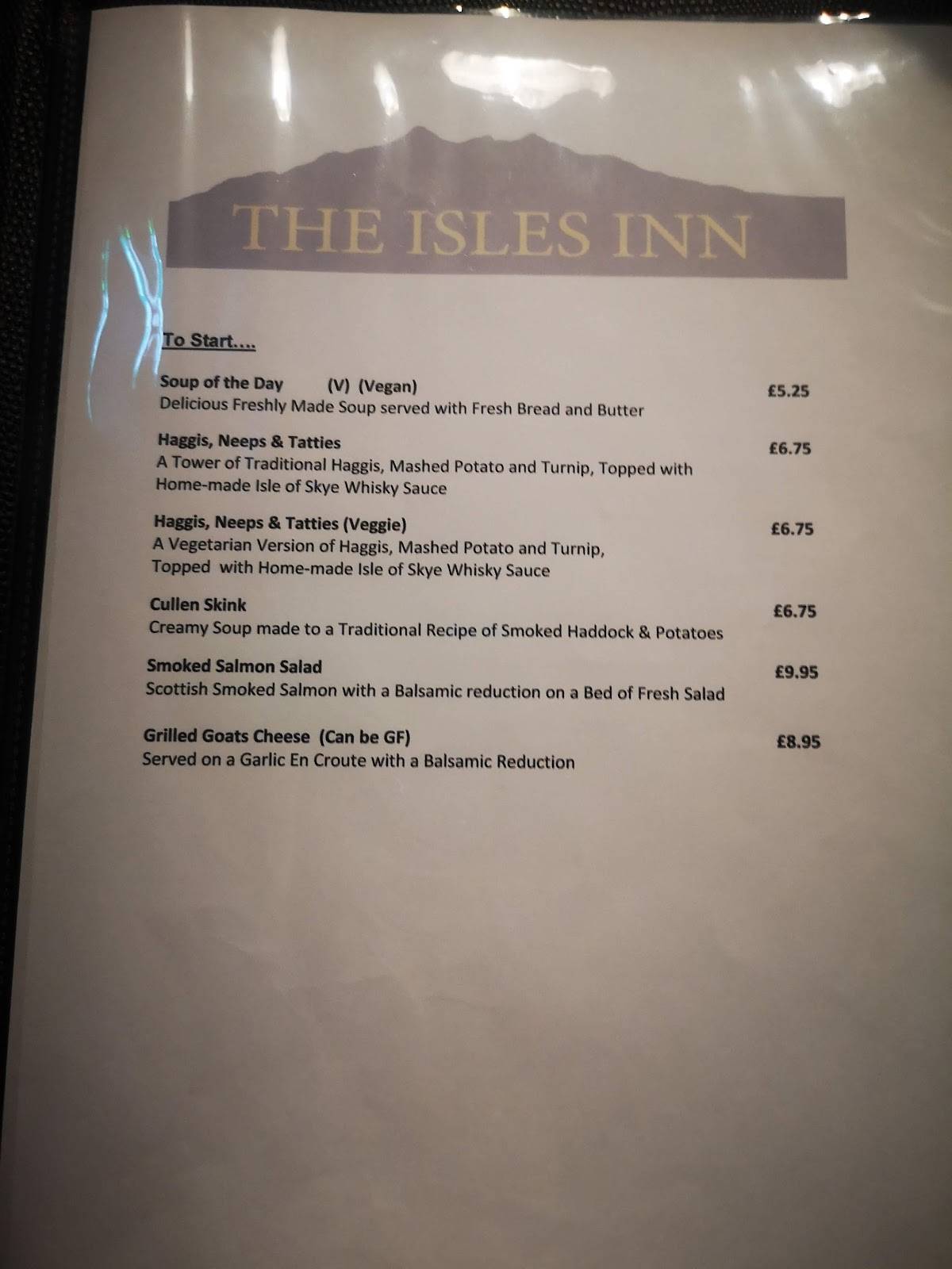 Menu at The Isles Inn pub & bar, Portree