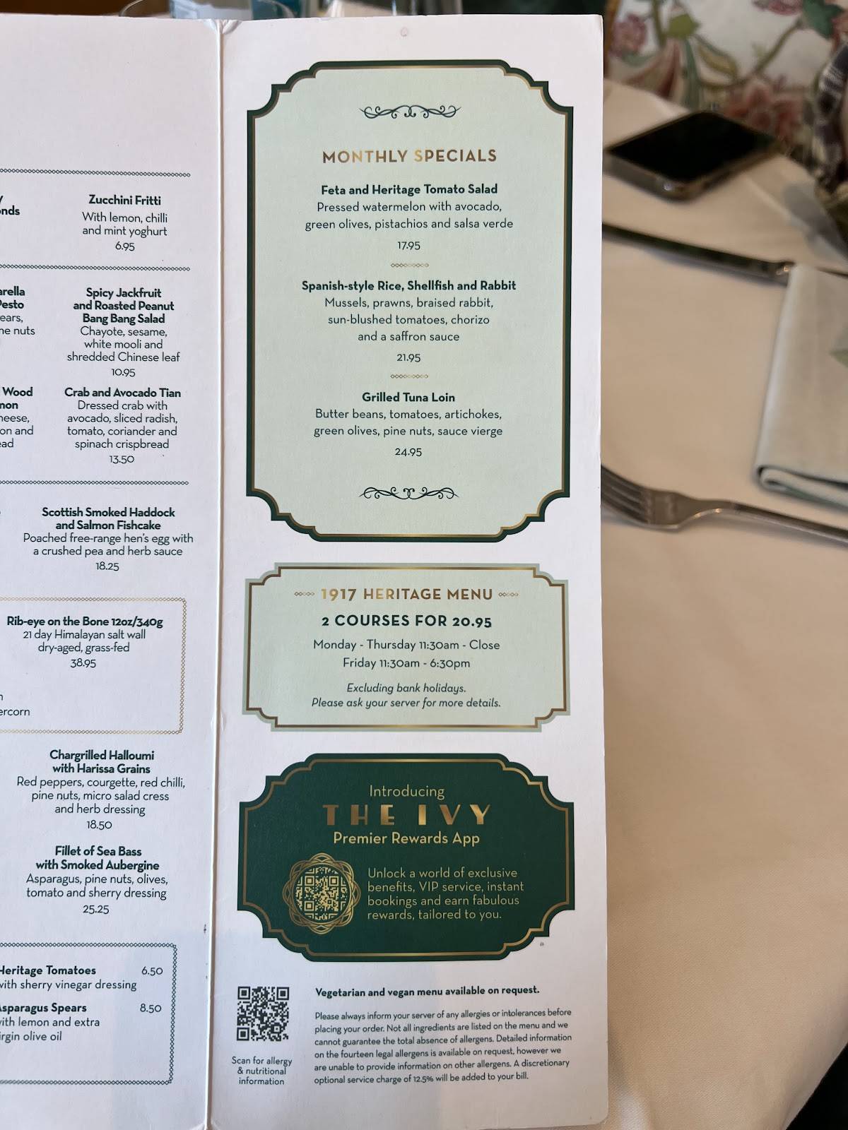 Menu at The Ivy Bournemouth Brasserie restaurant, Bournemouth