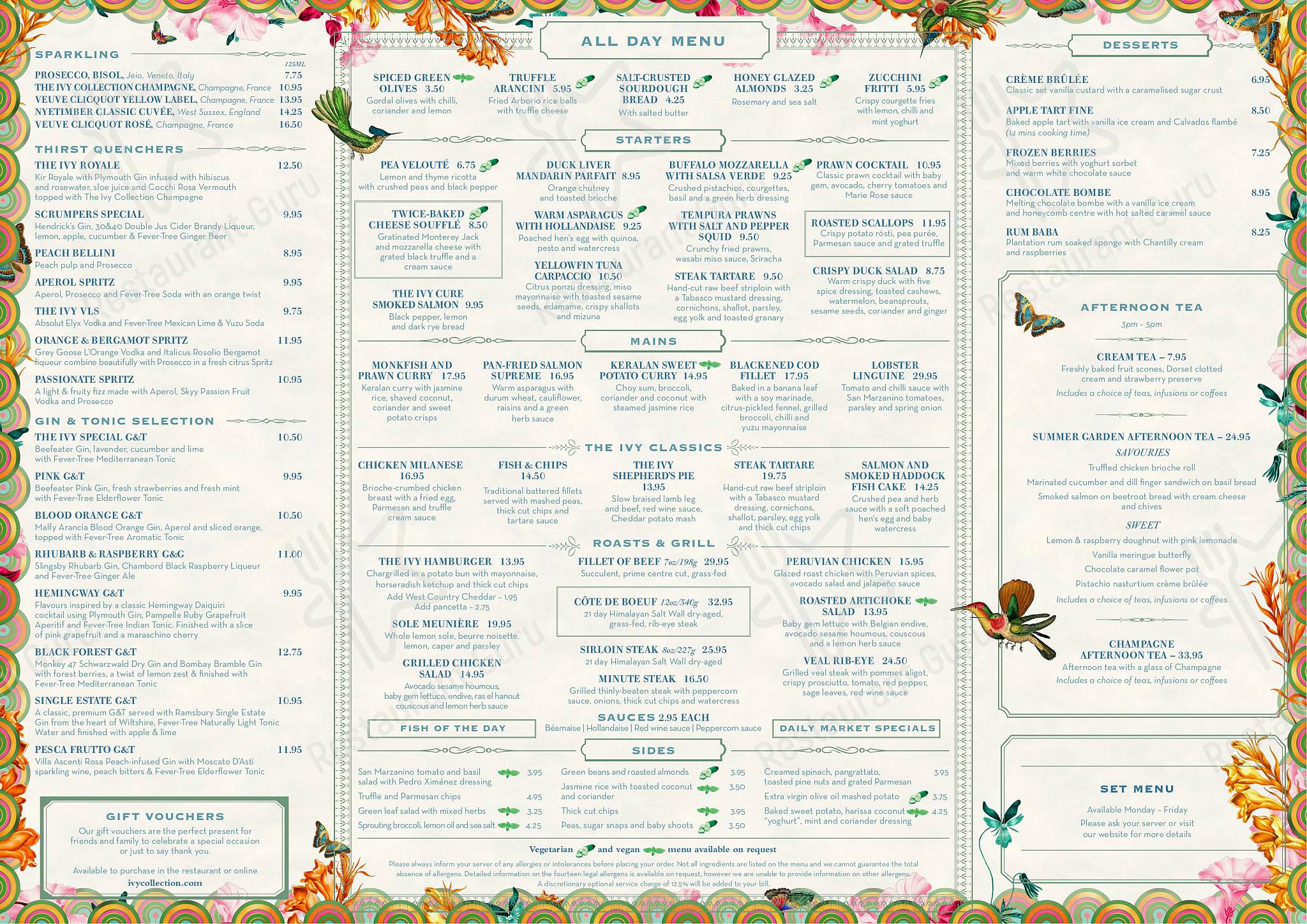 Menu at The Ivy Cobham Garden restaurant, Cobham
