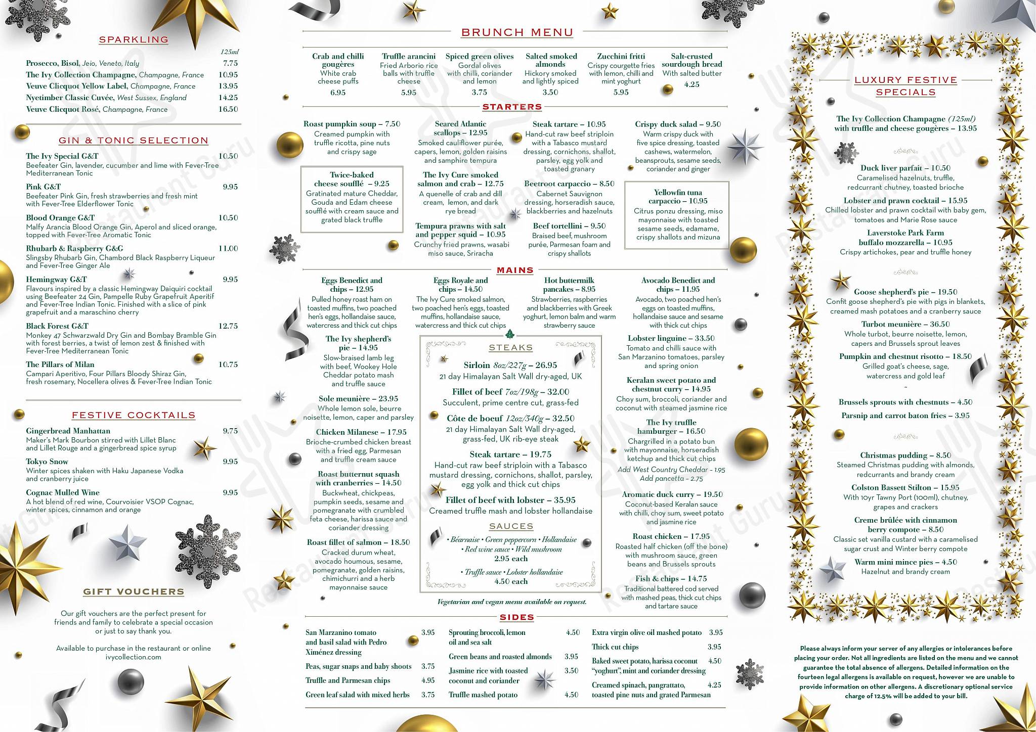 Menu at The Ivy Cobham Garden restaurant, Cobham