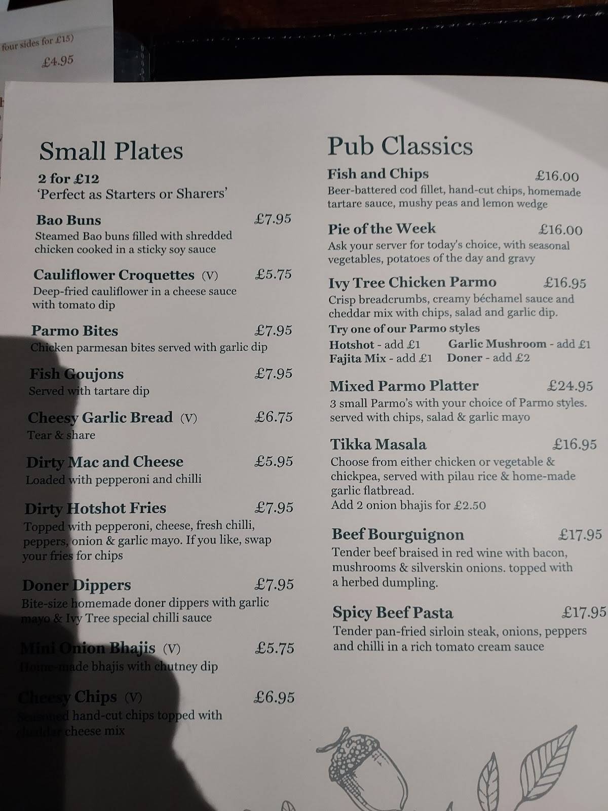 Menu at The Ivy Tree pub & bar, Stockton-on-Tees