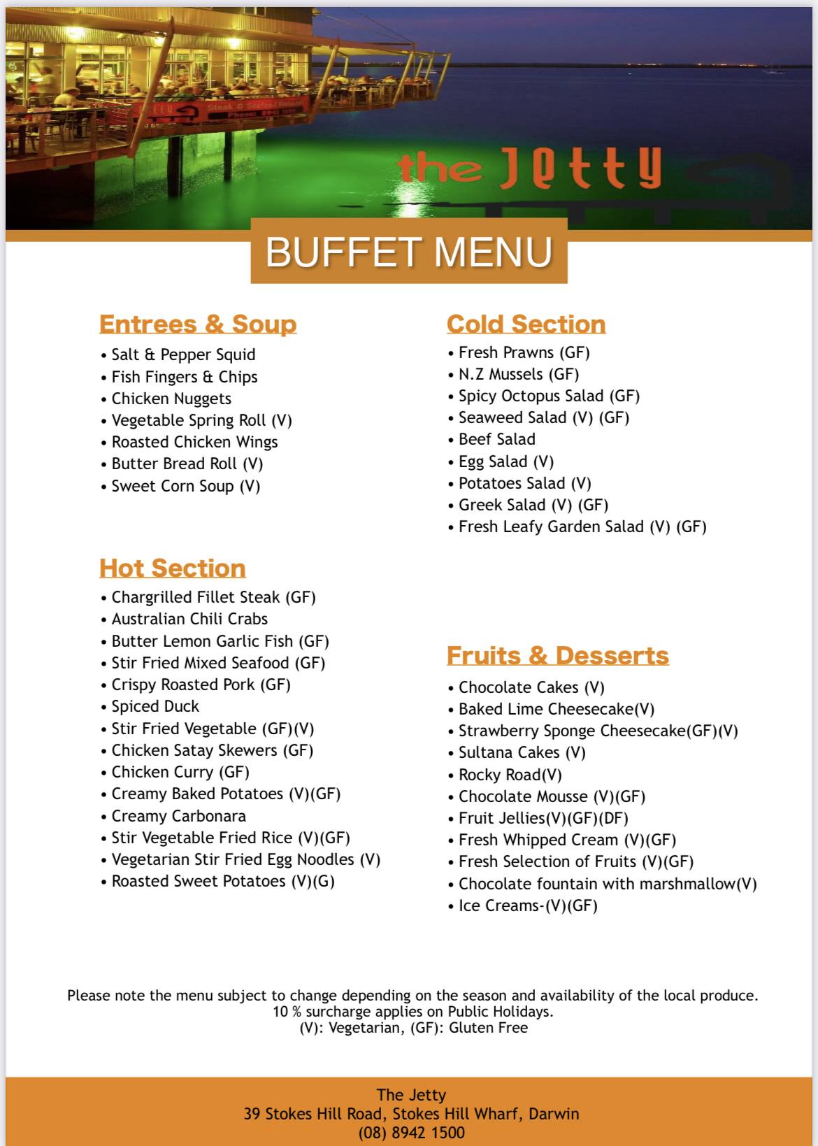 Menu at The Jetty restaurant, Ho Chi Minh City