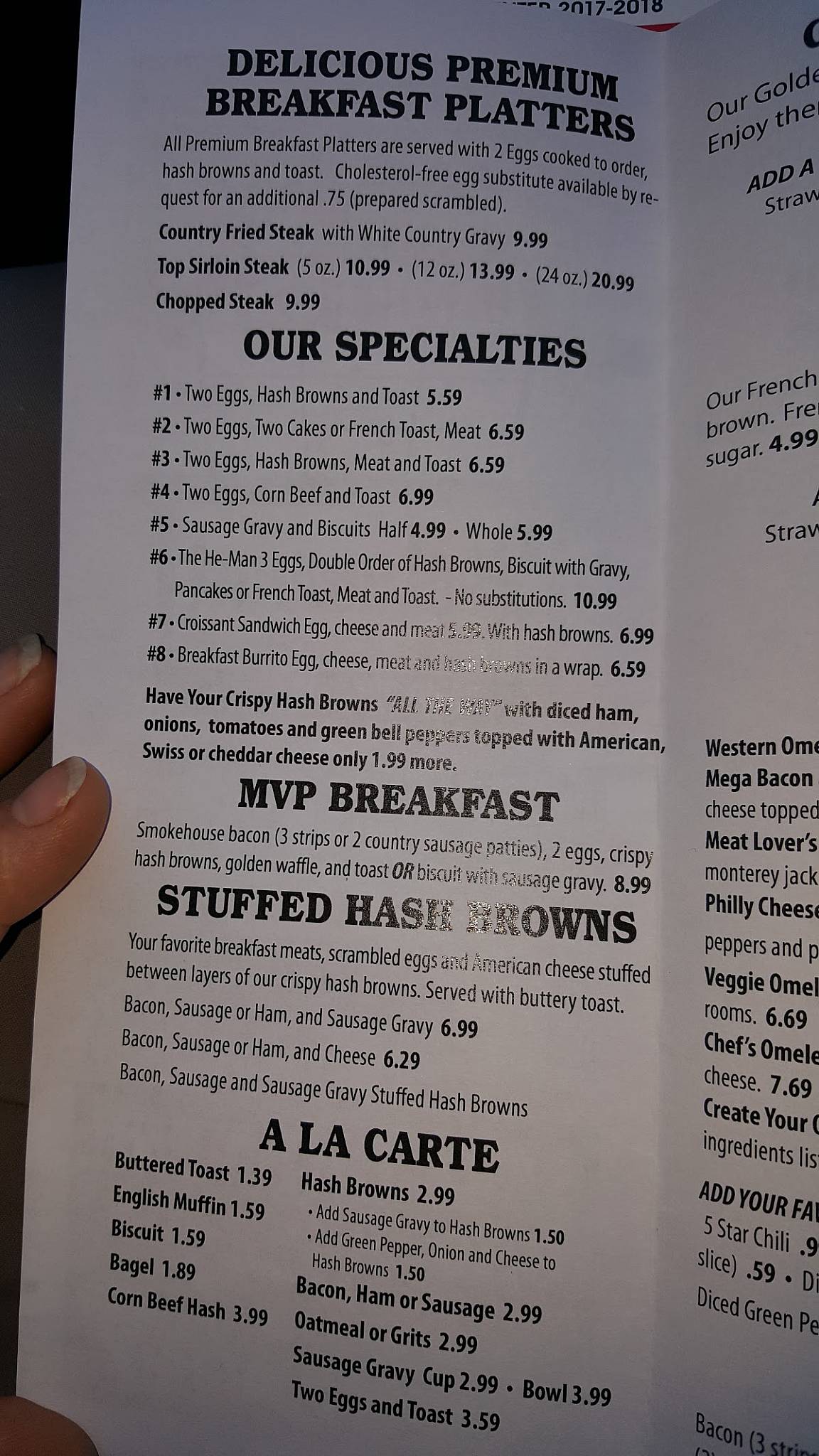 Menu at The Lamp Post restaurant, Akron