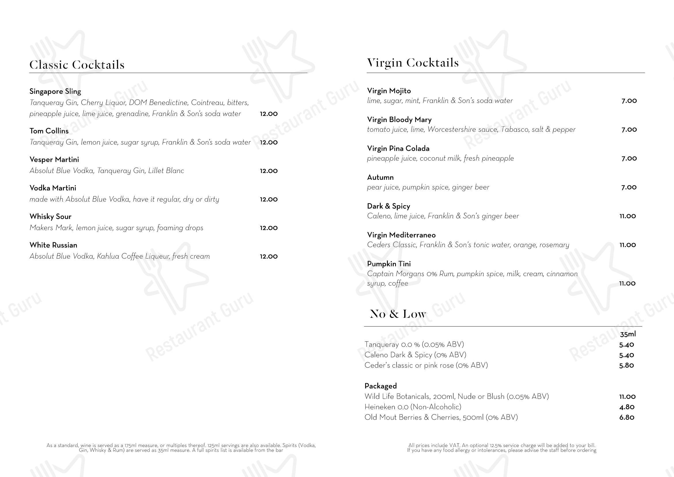 Menu at The Lampery pub & bar, London, 1 Seething Ln