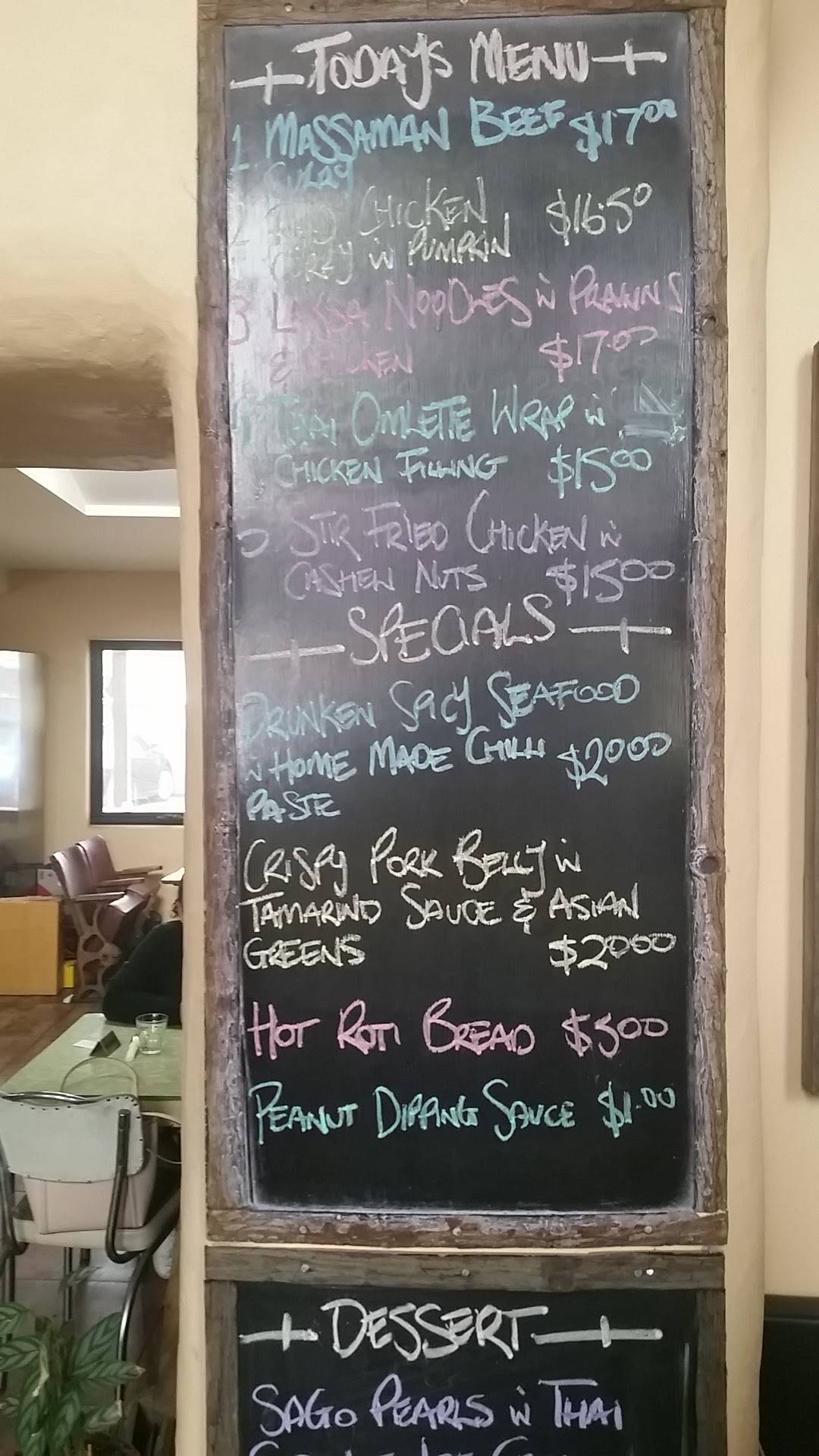 Menu at The Last Straw cafe, Shepparton