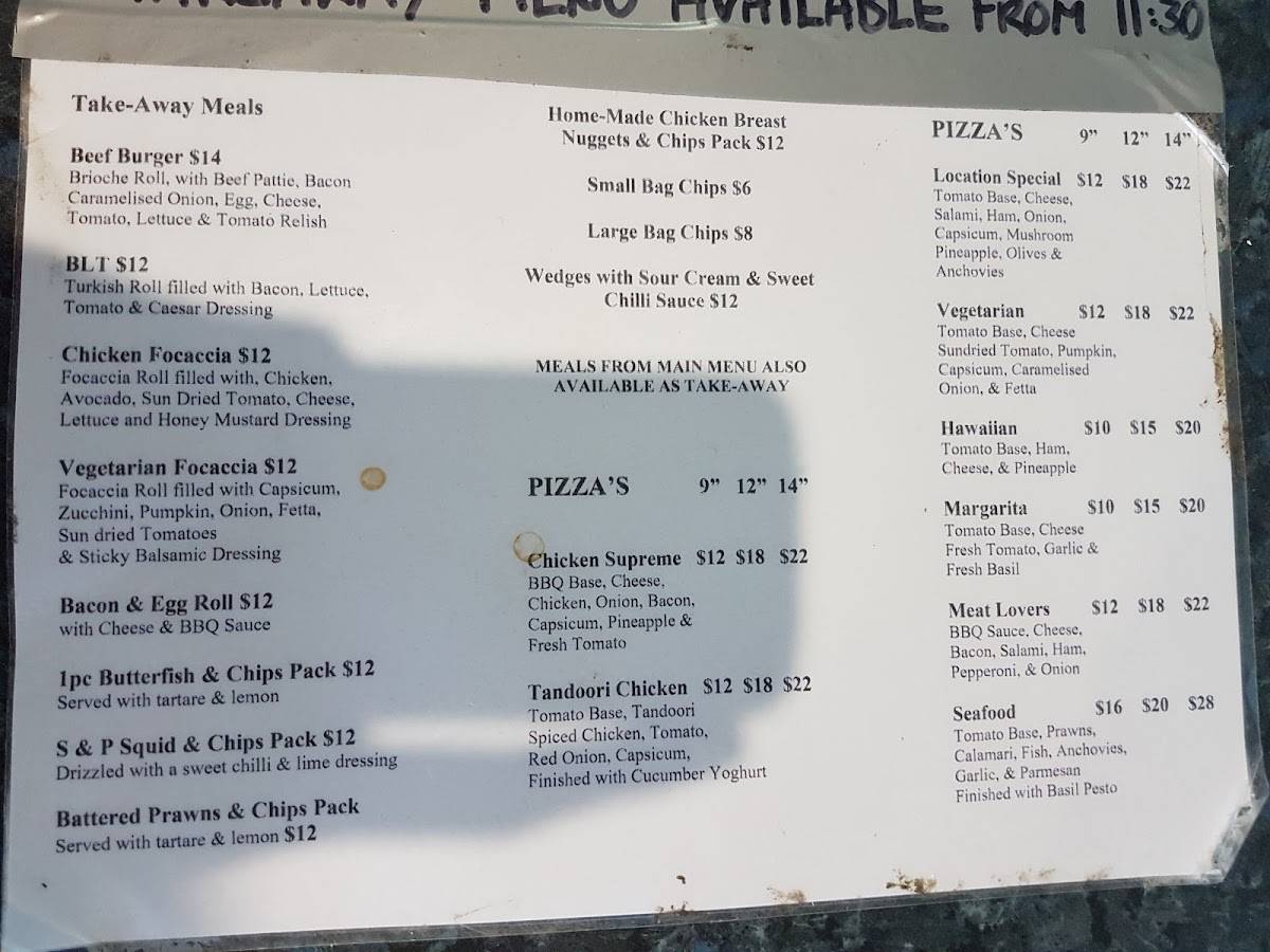 Menu at The Location Cafe, Edithburgh