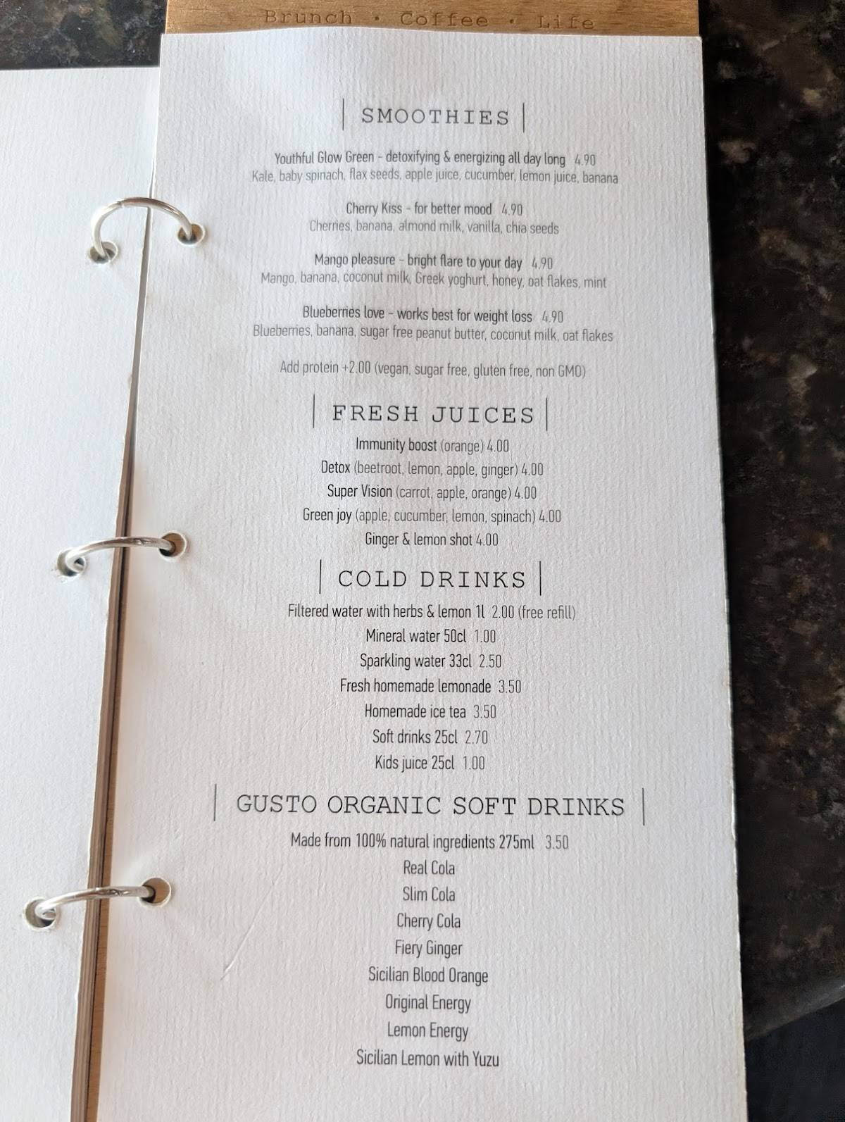 Menu at The Loop, Paralimni