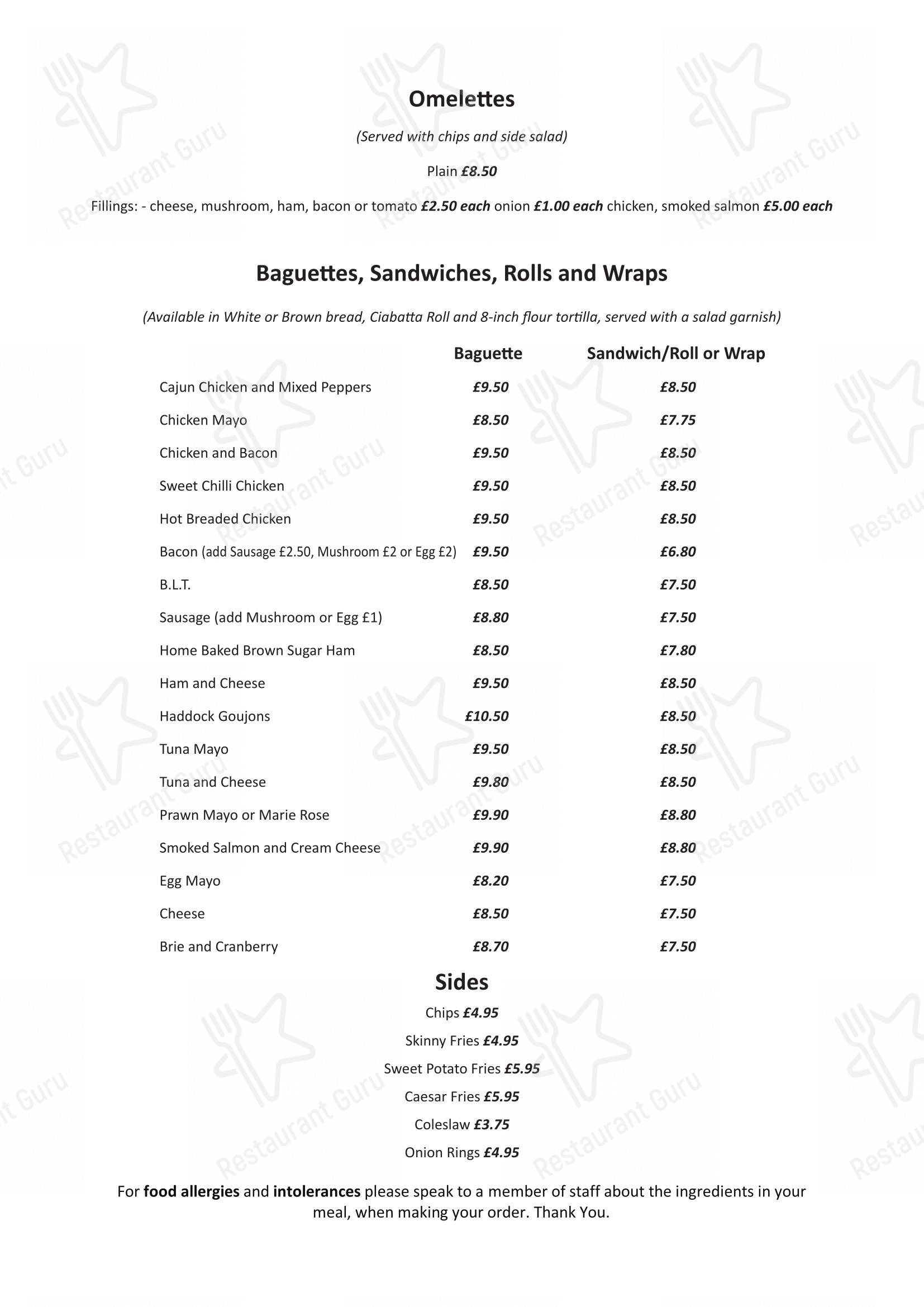 Menu at The Mansion House restaurant, Louth