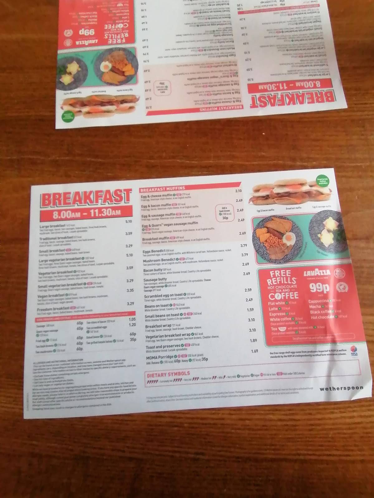 Menu at The Mechanical Elephant - JD Wetherspoon pub & bar, Margate