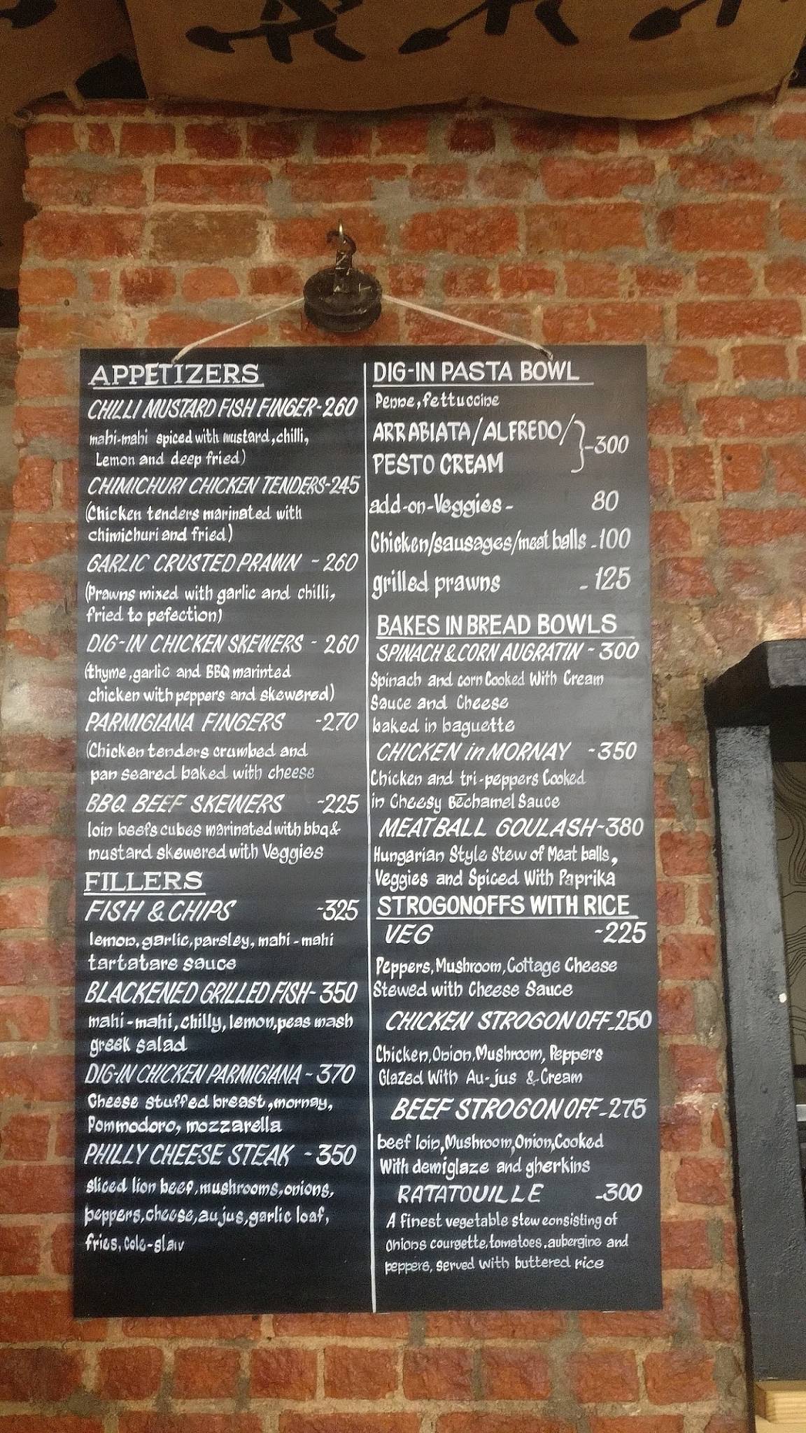 Menu at The Miner Diner, Chennai, 31