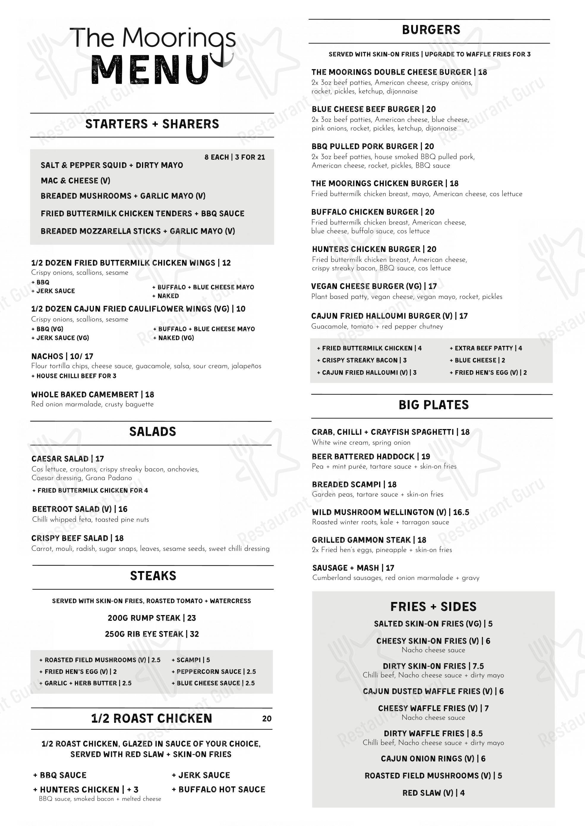 Menu at The Moorings at Myton pub & bar, Royal Leamington Spa, Myton Rd