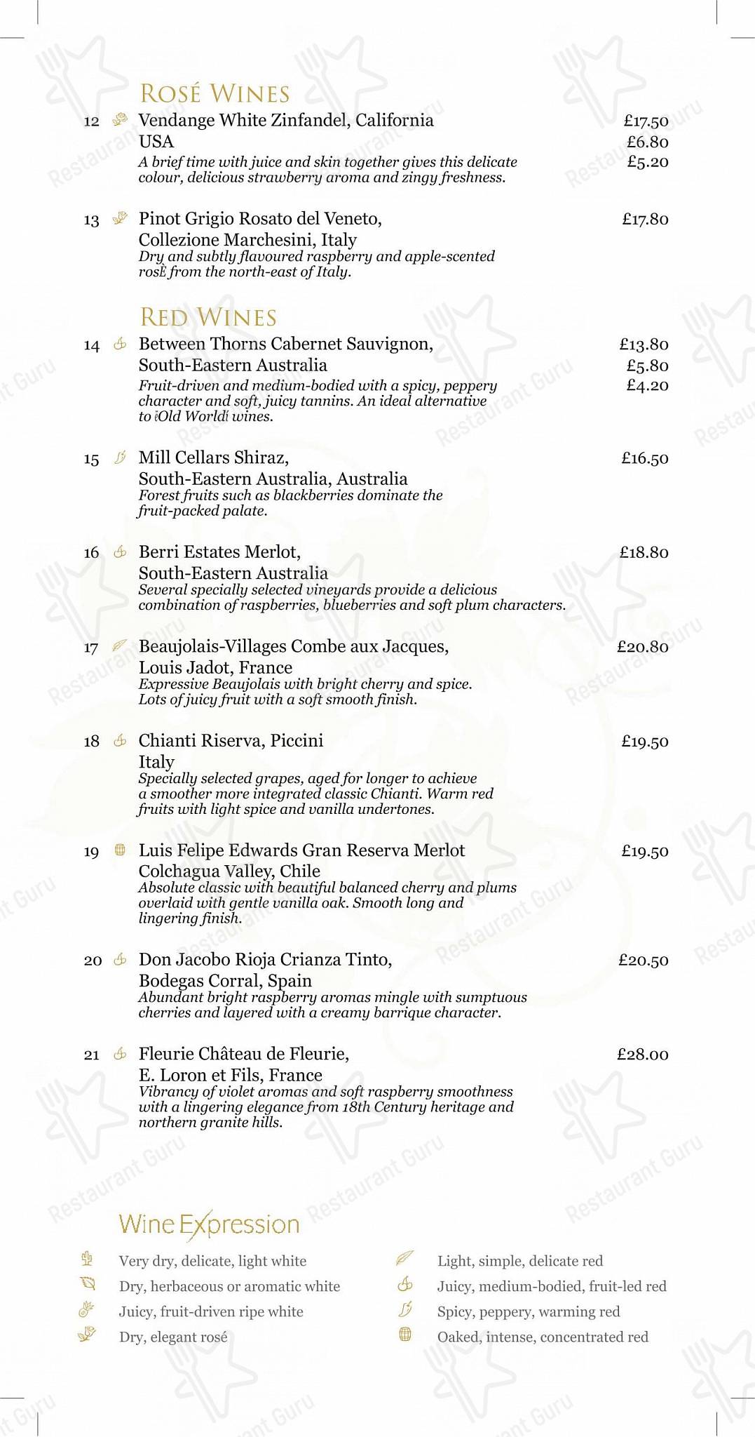 Menu at The Mulan restaurant, York