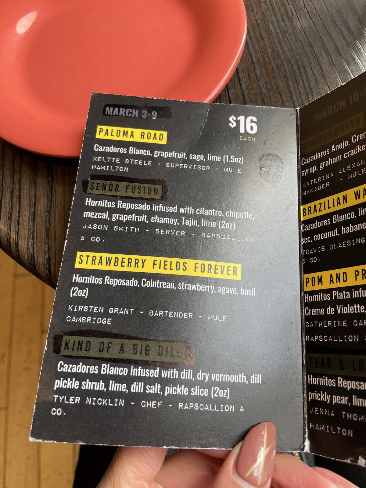 Menu at The Mule Hamilton restaurant, Hamilton