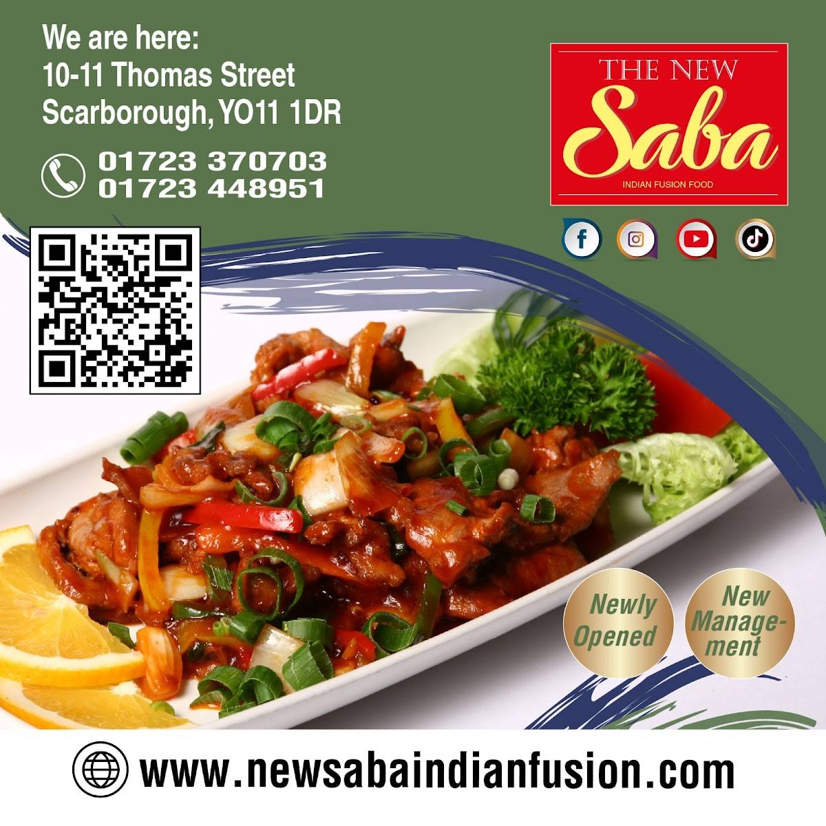 Menu at The New Saba indian restaurant, Scarborough