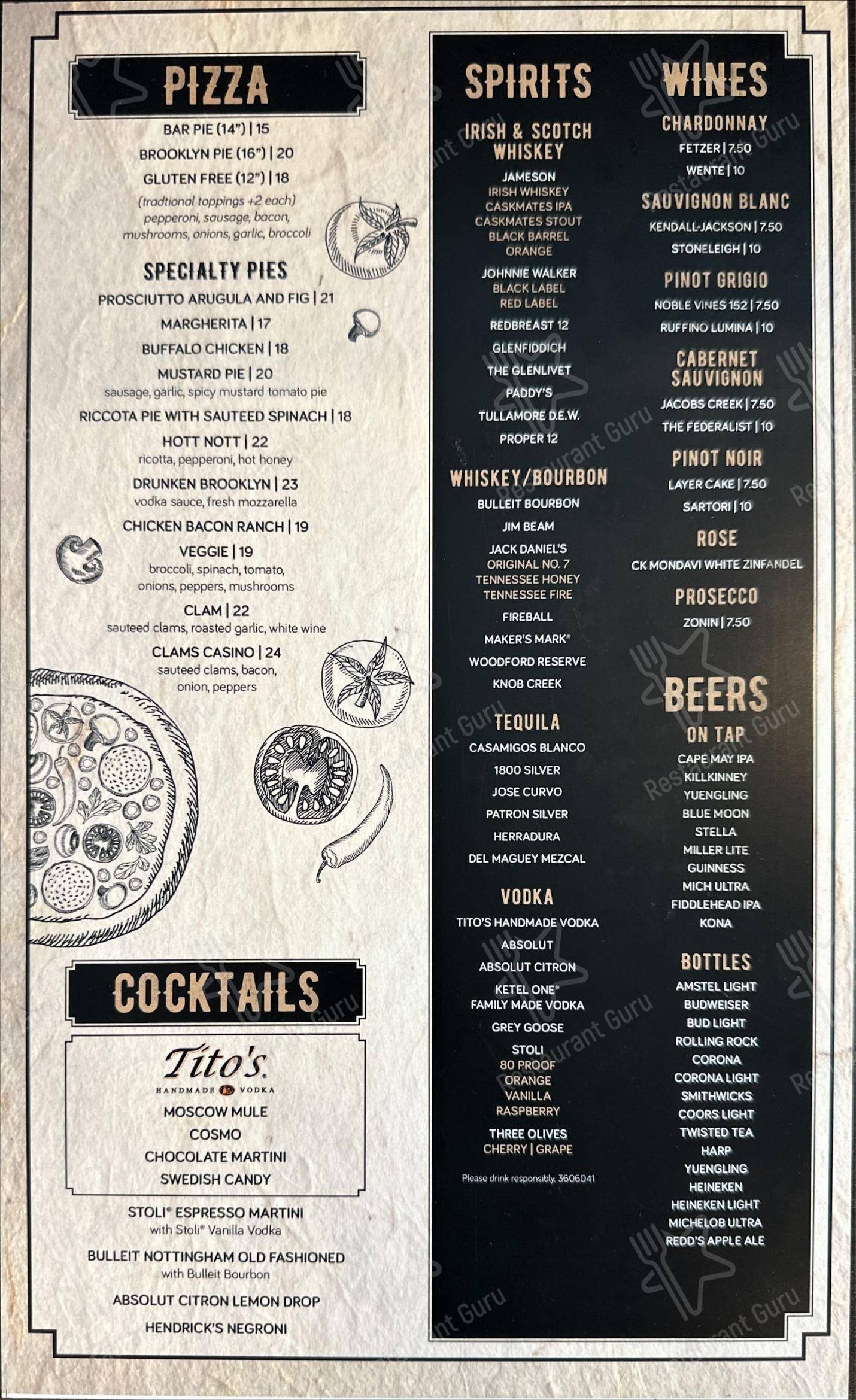 Menu at The Nottingham Tavern pub & bar, Hamilton Township