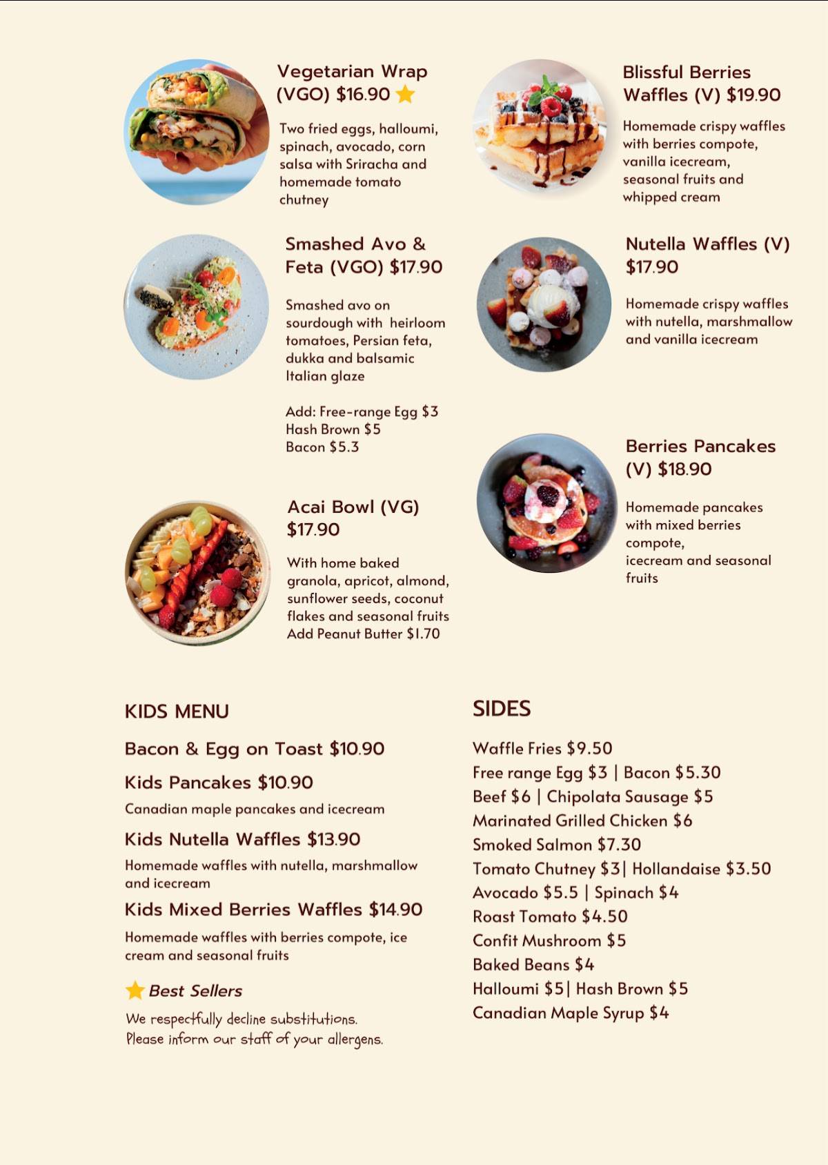 Menu at The Oak Cafe Restaurant, Mudgeeraba