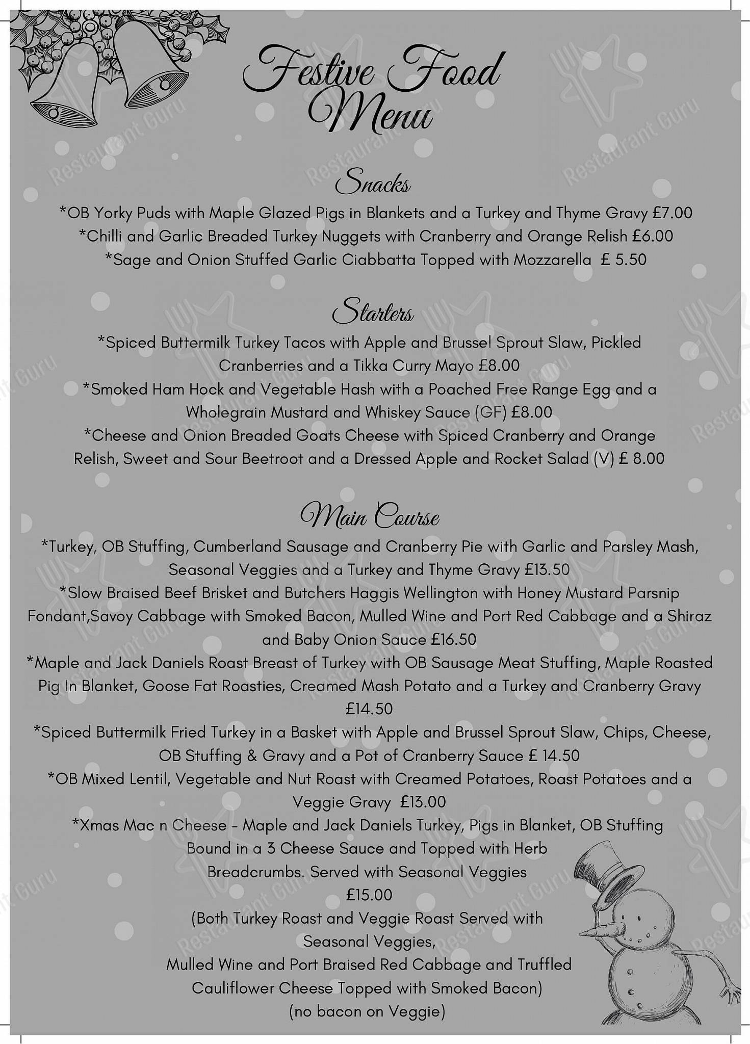 Menu at The Old Bank pub & bar, Carlisle