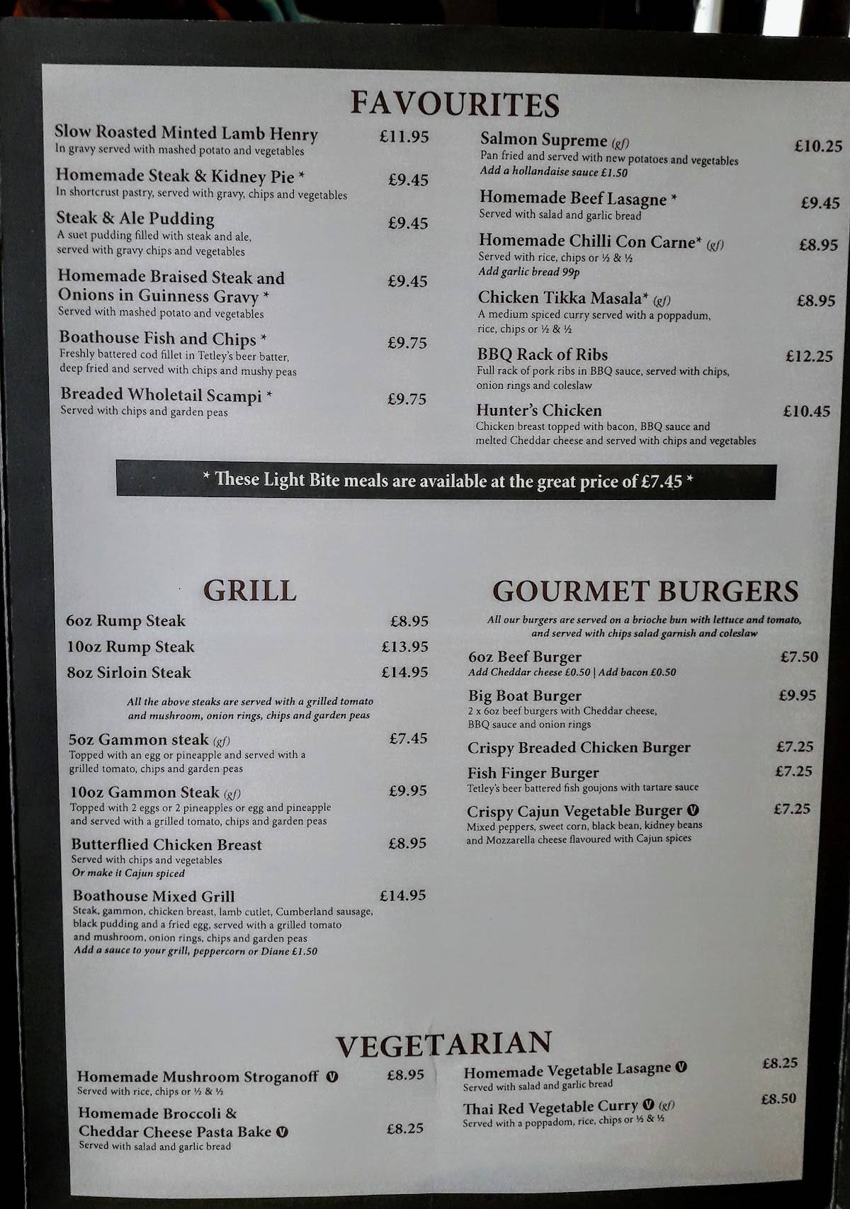 Menu at The Old Boat House pub & bar, Atherton, Higher Green Ln