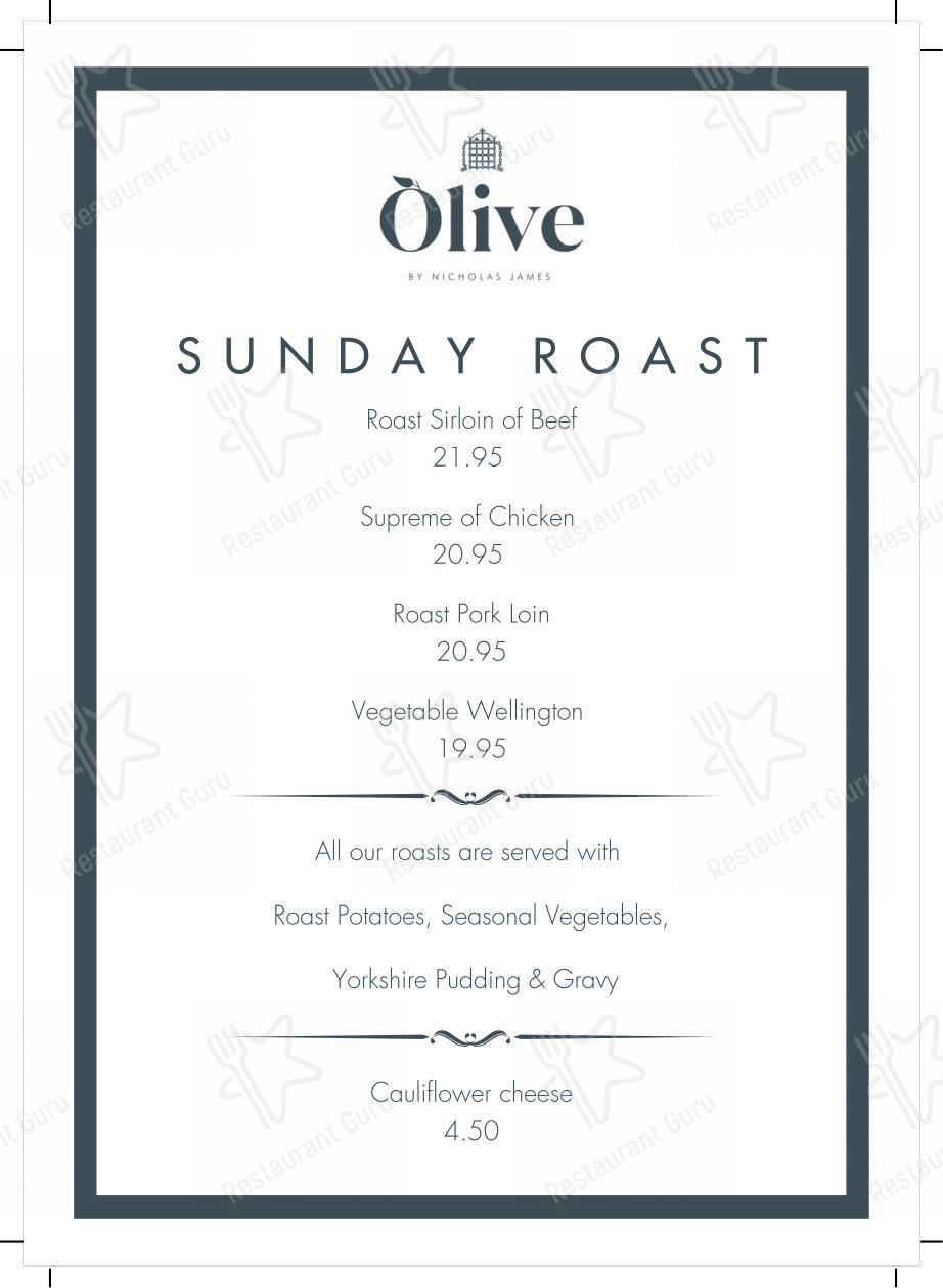 Menu at The Olive Tree pub & bar, Romsey, The Olive Trees