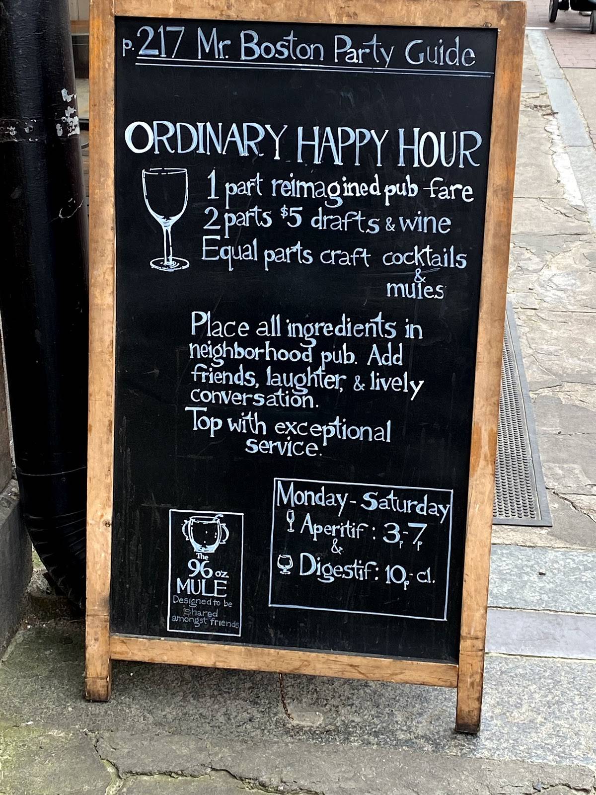 Menu at The Ordinary Pub, Savannah