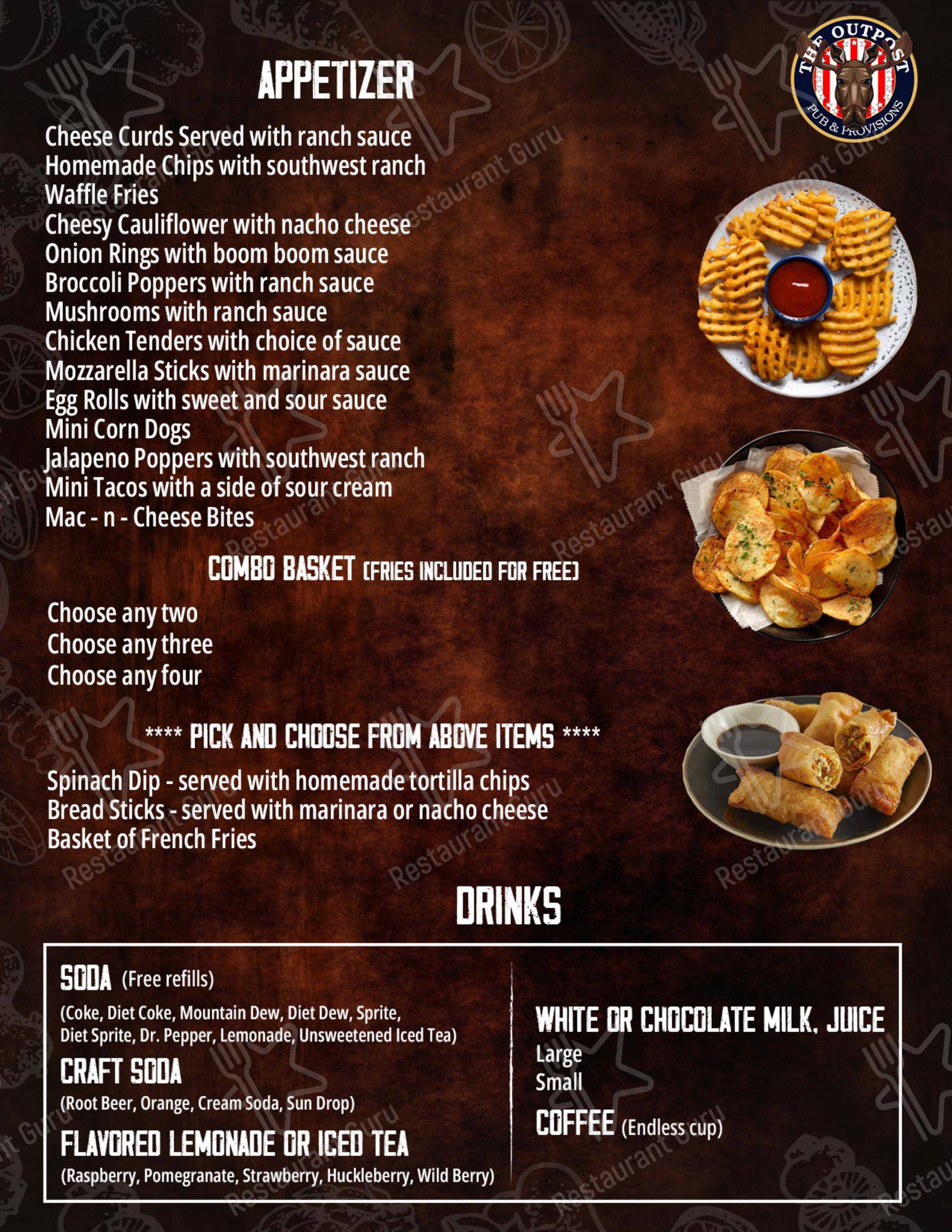 Menu at The Outpost pub & bar, Sherwood