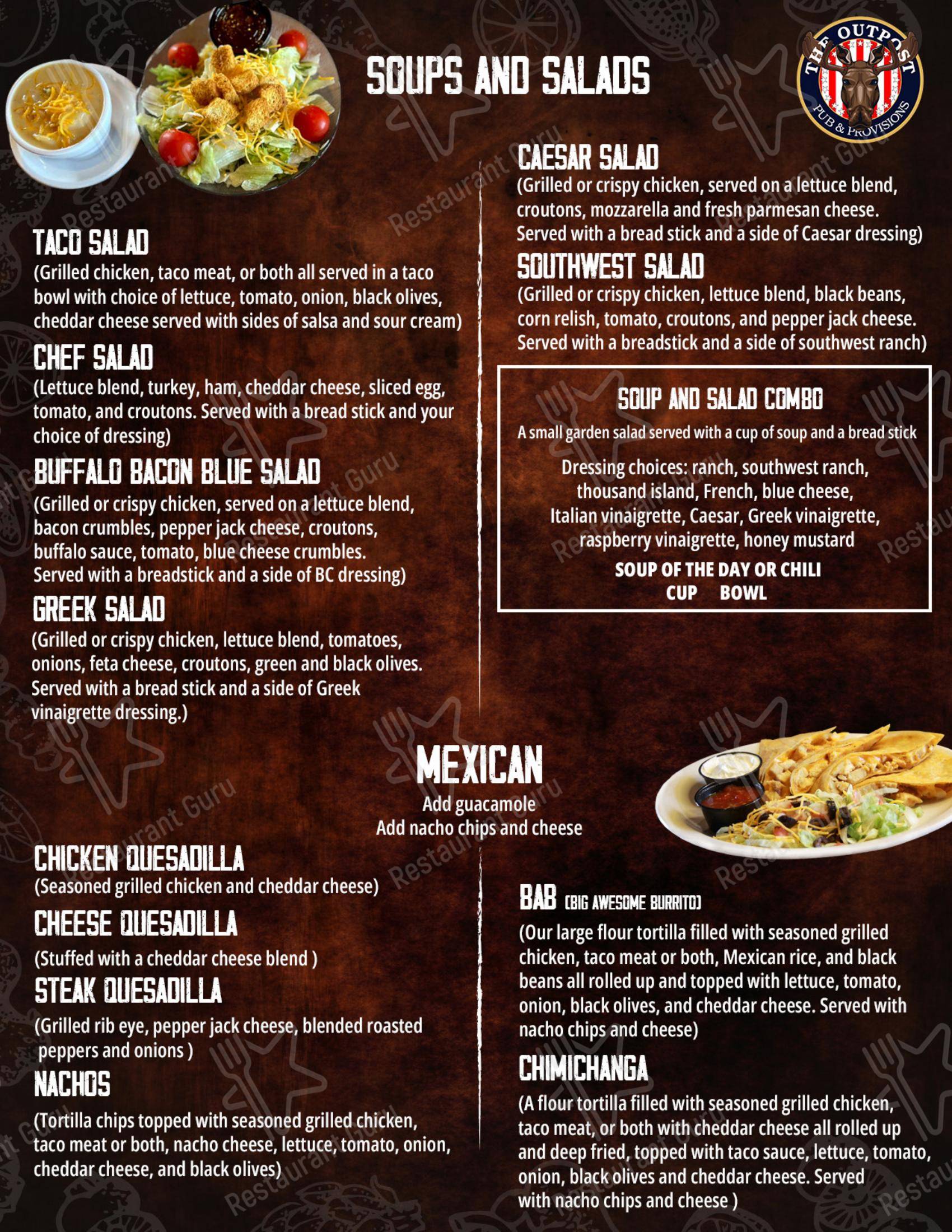 Menu at The Outpost pub & bar, Sherwood