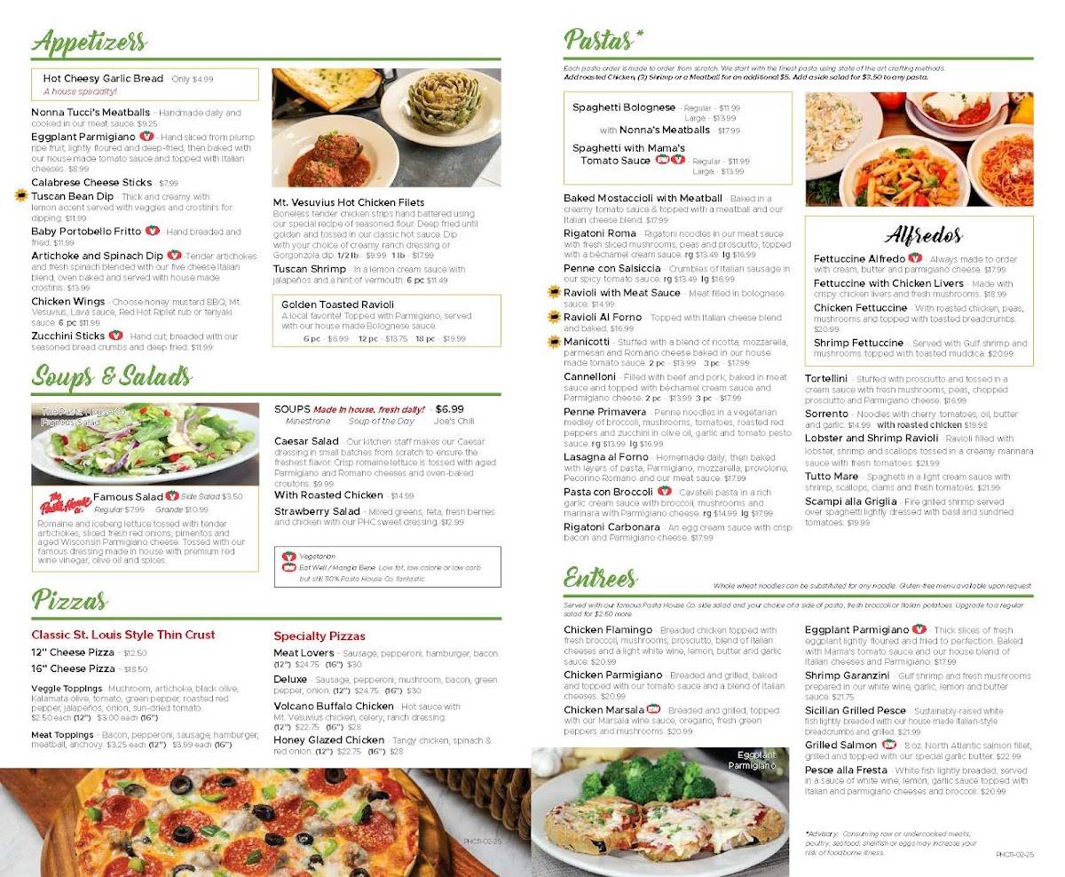 Menu at The Pasta House Co. restaurant, Festus