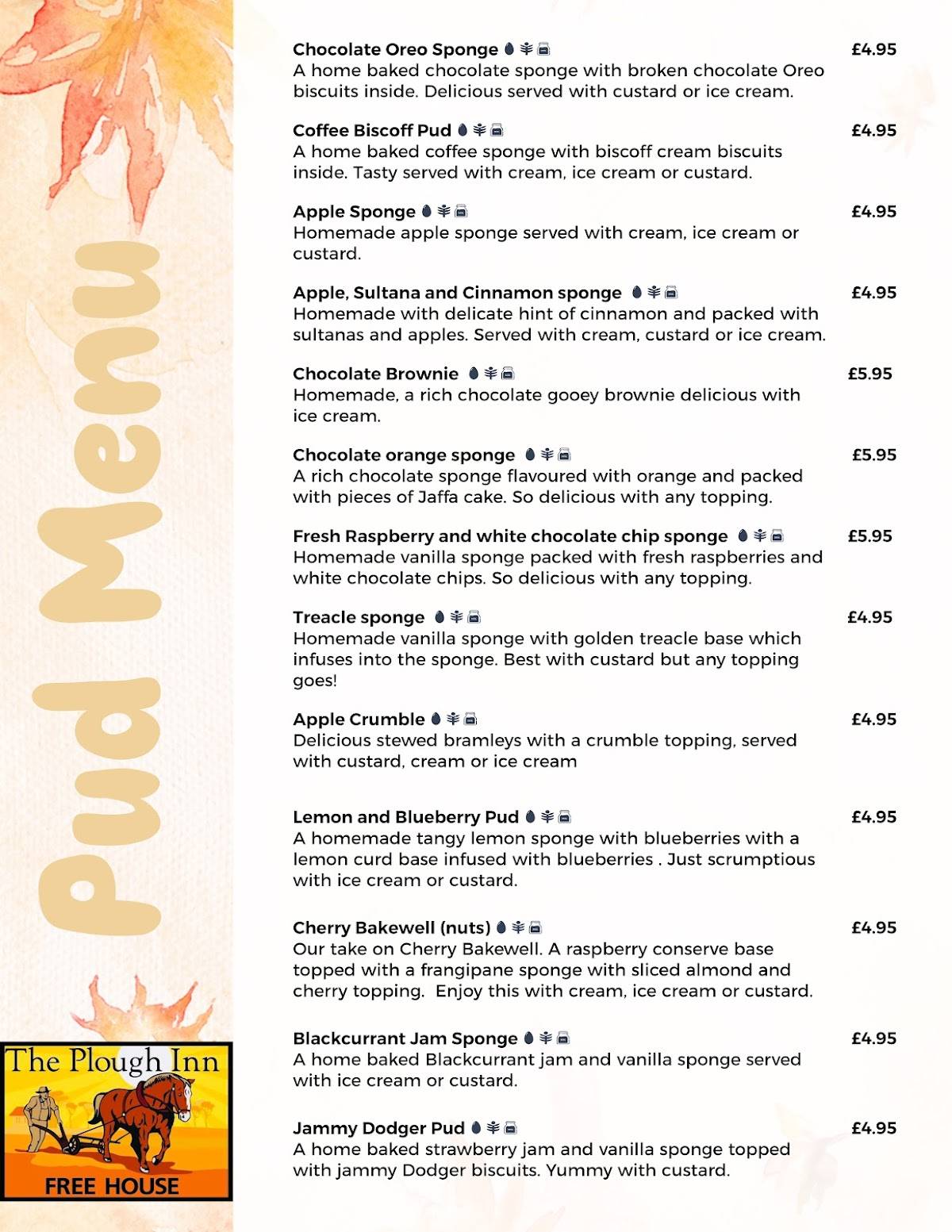 Menu at The Plough Inn pub & bar, Shifnal