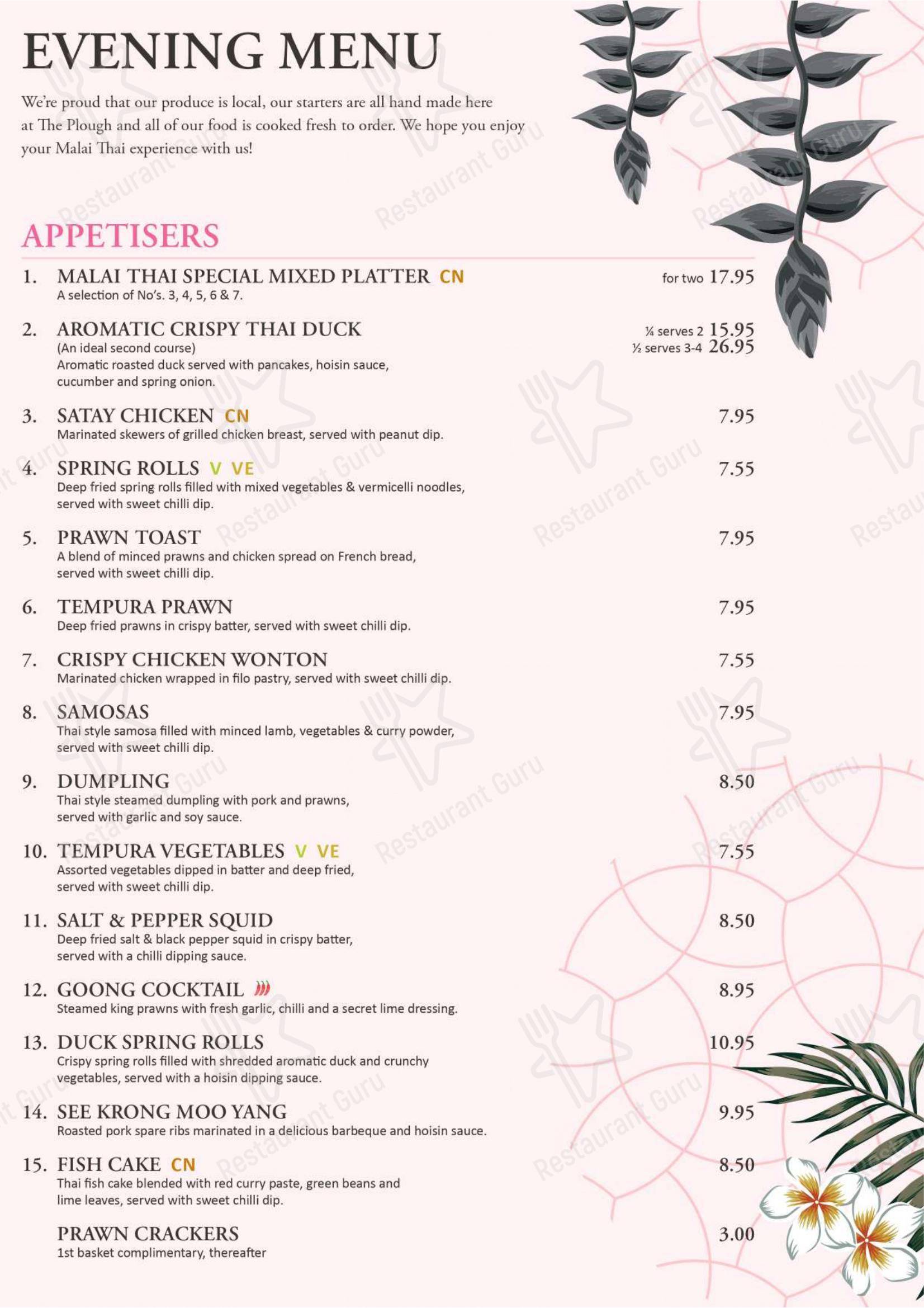 Menu at The Plough Leatherhead pub & bar, Leatherhead