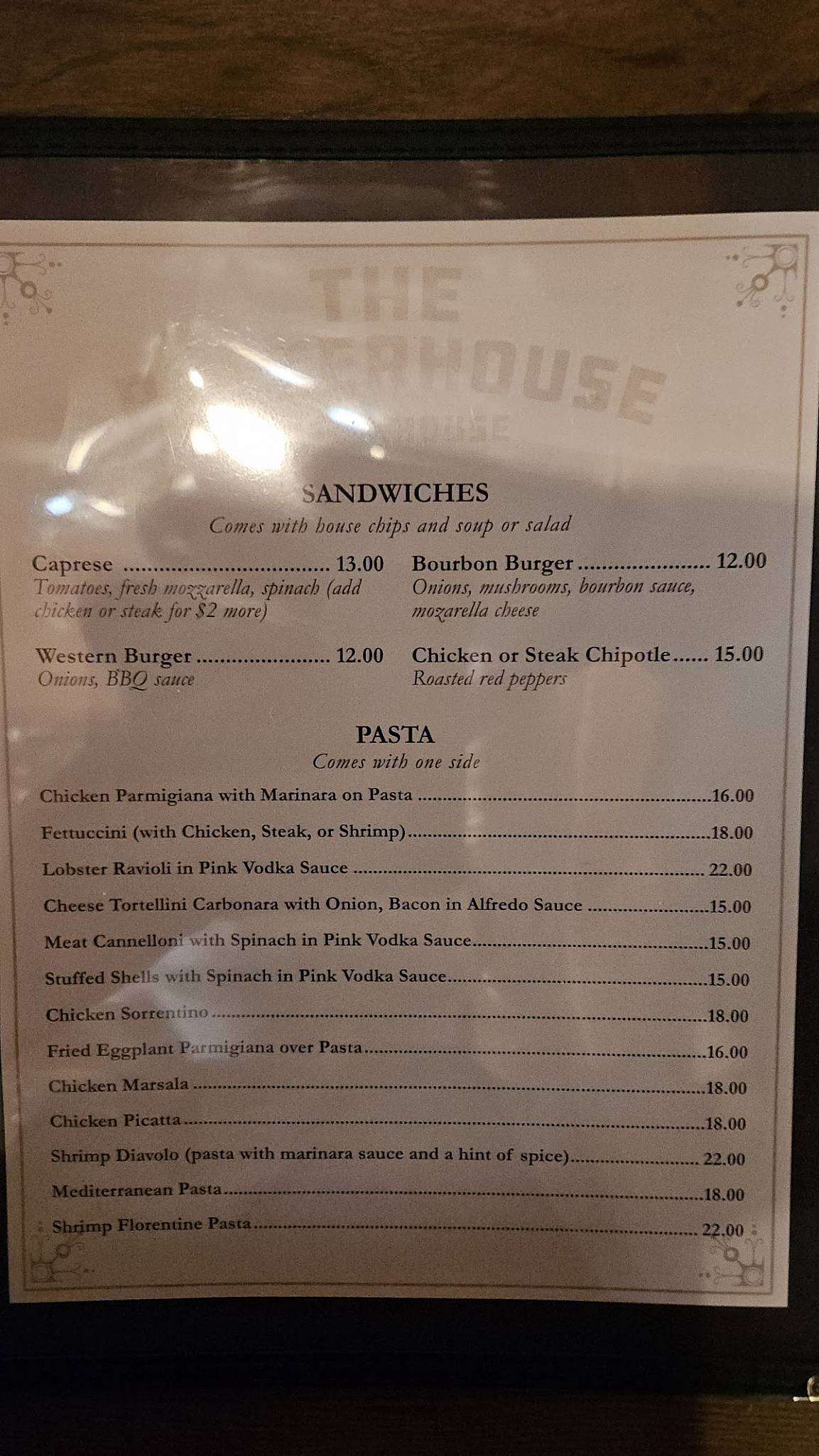 Carta de The Porterhouse Steakhouse, Decatur