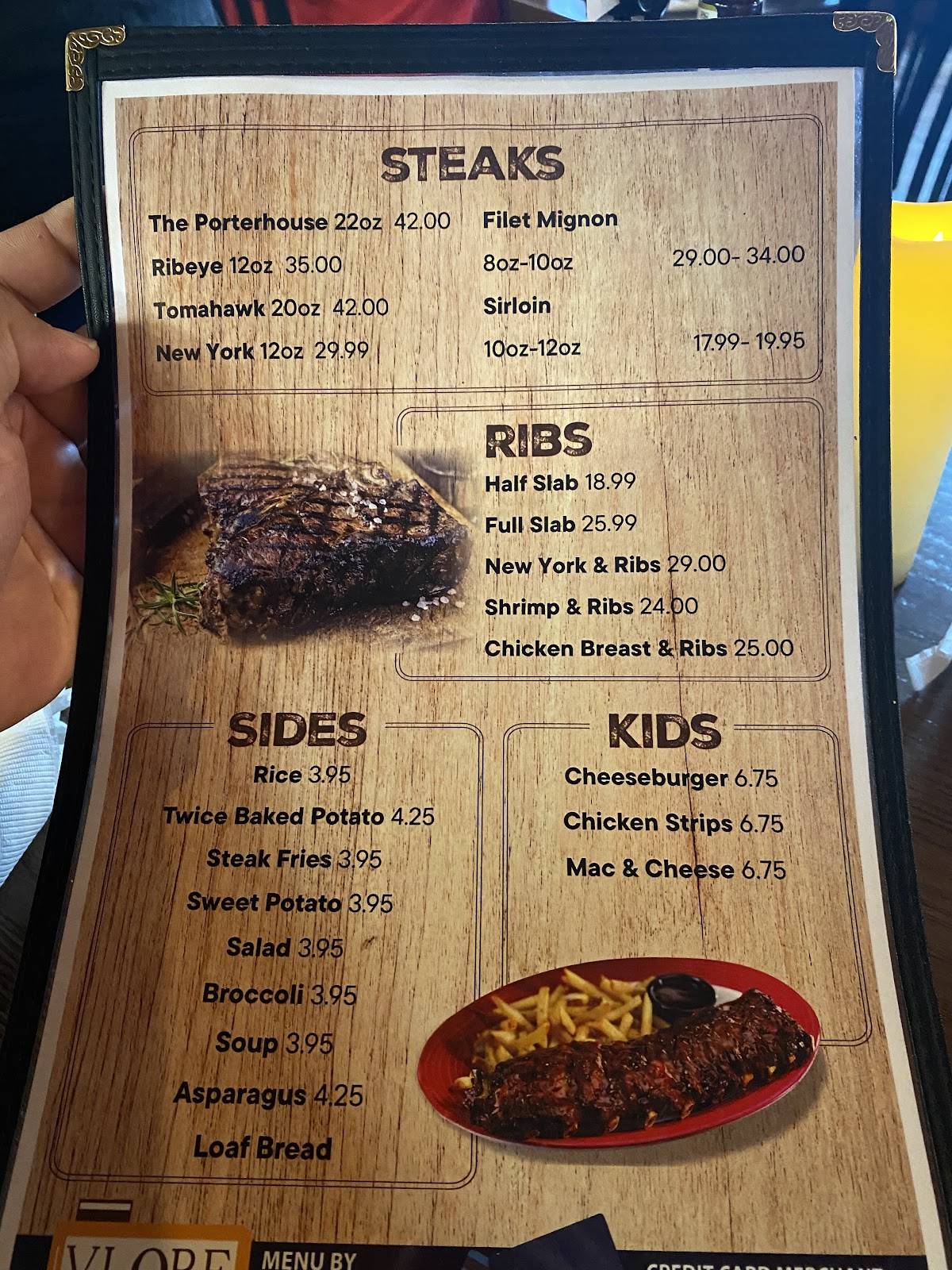 Menu at The Porterhouse Steakhouse, Decatur