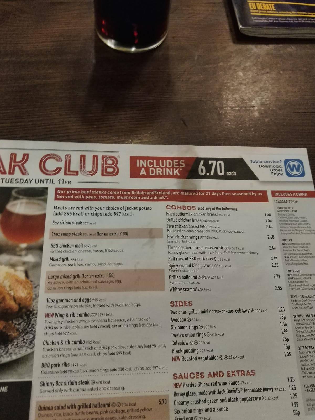 Menu at The Postal Order - JD Wetherspoon pub & bar, Blackburn