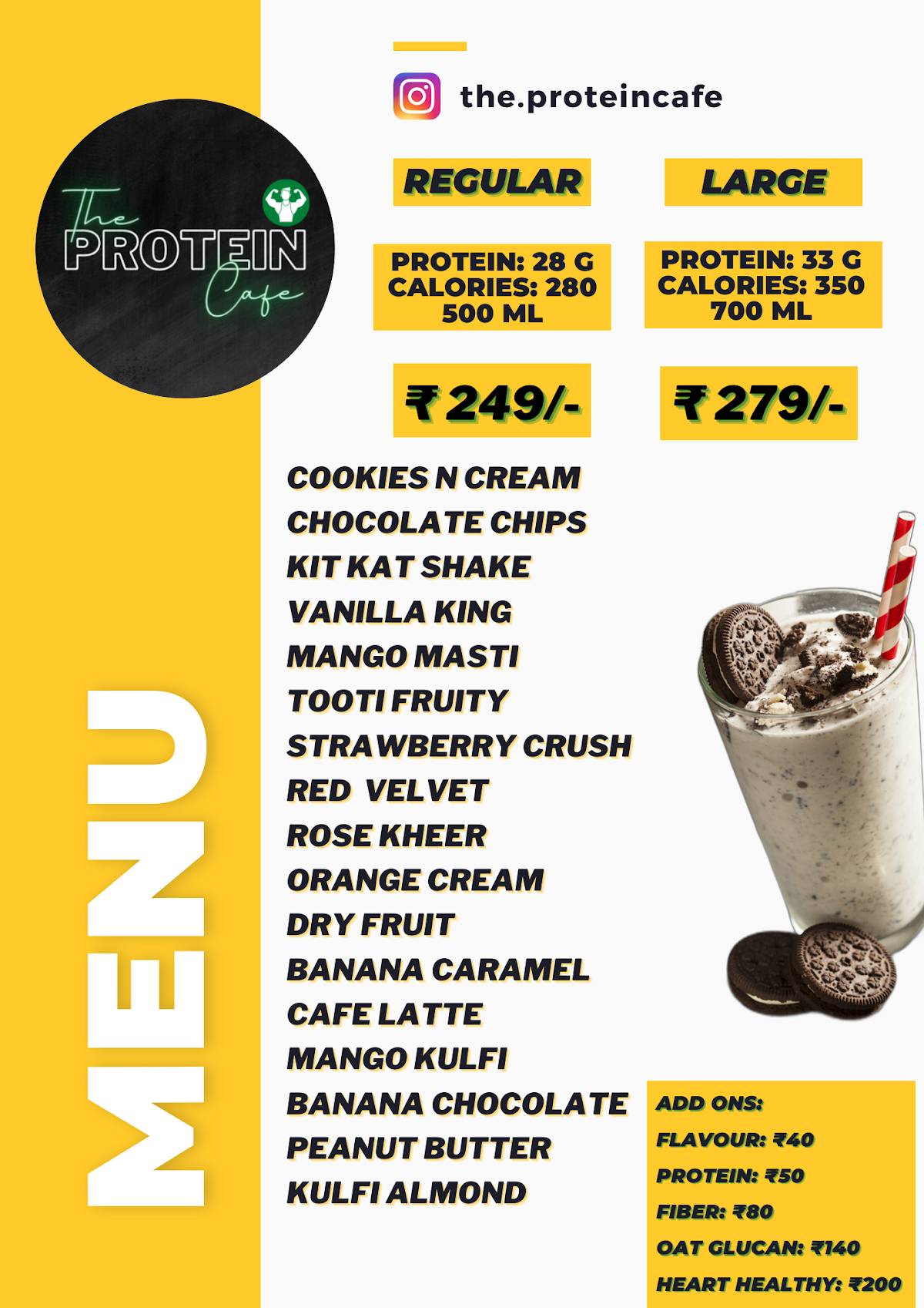 Menu at The Protein Cafe, Hoshiarpur