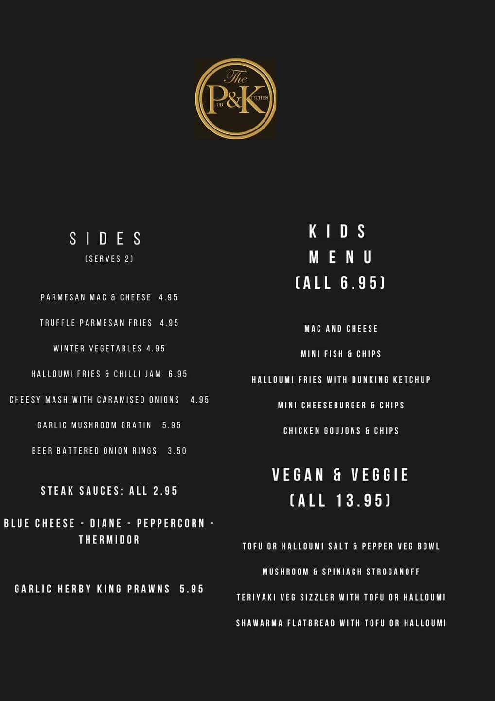 Menu at The Pub and Kitchen Cassop, Durham