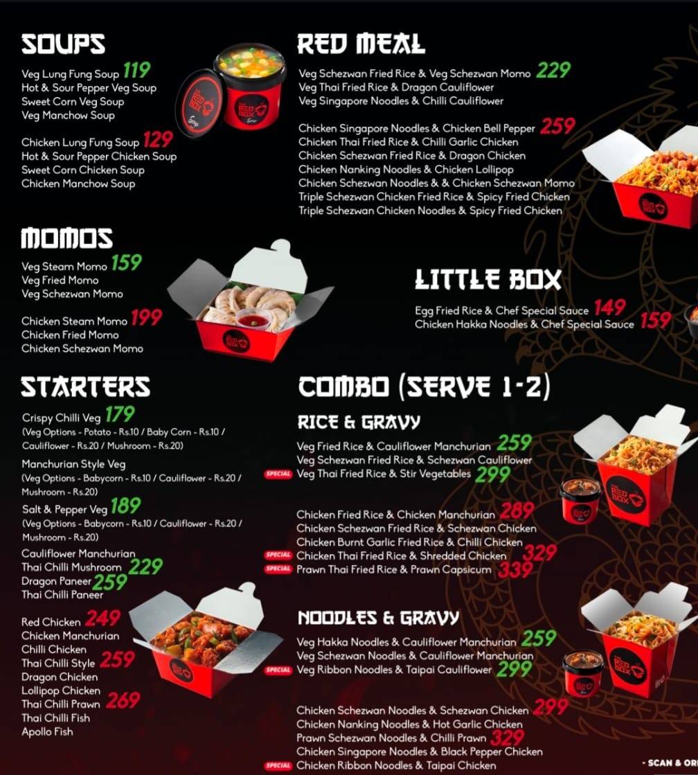 Menu at The Red Box, Coimbatore