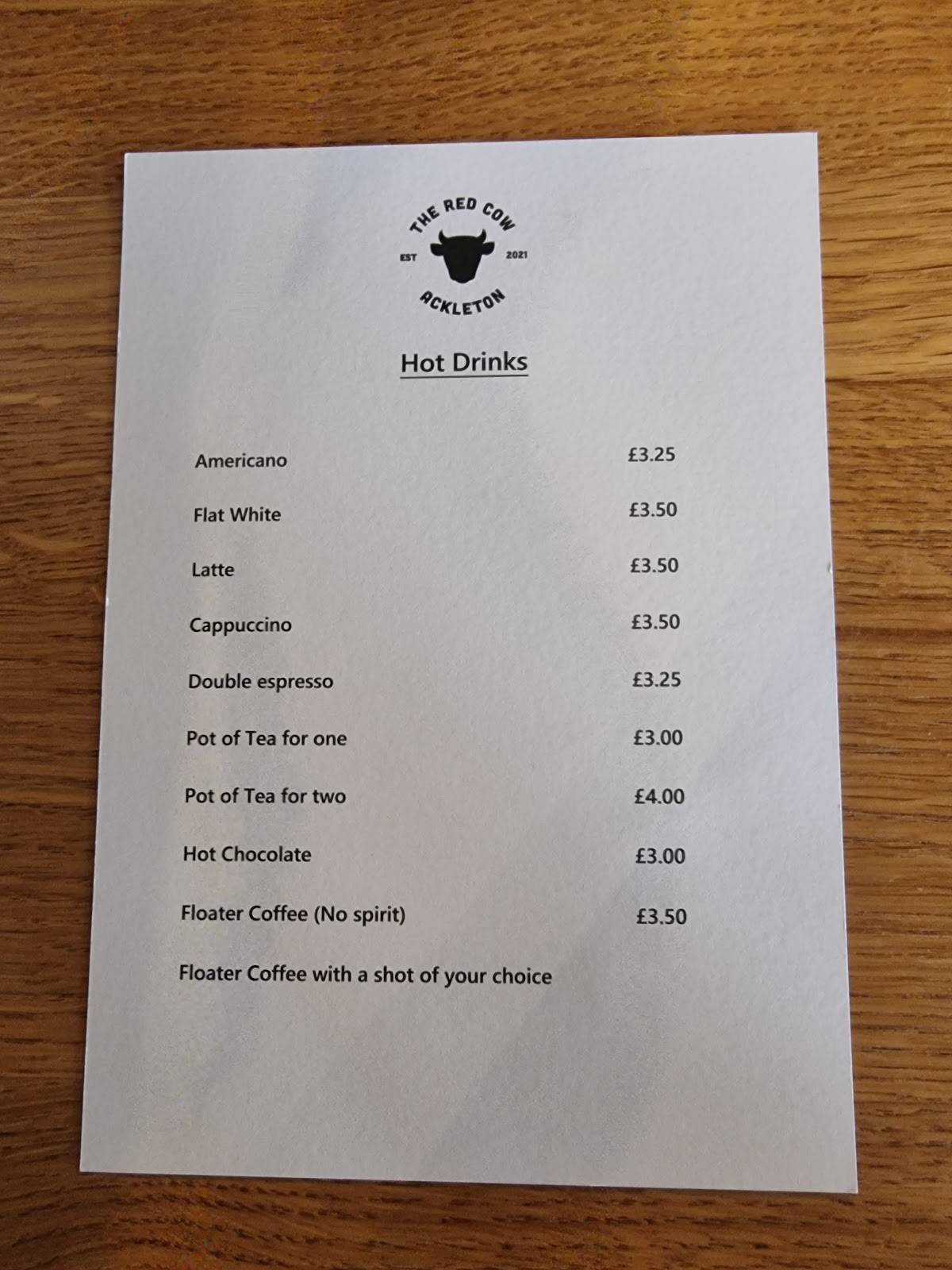 Menu at The Red Cow pub & bar, Ackleton, Stableford Rd