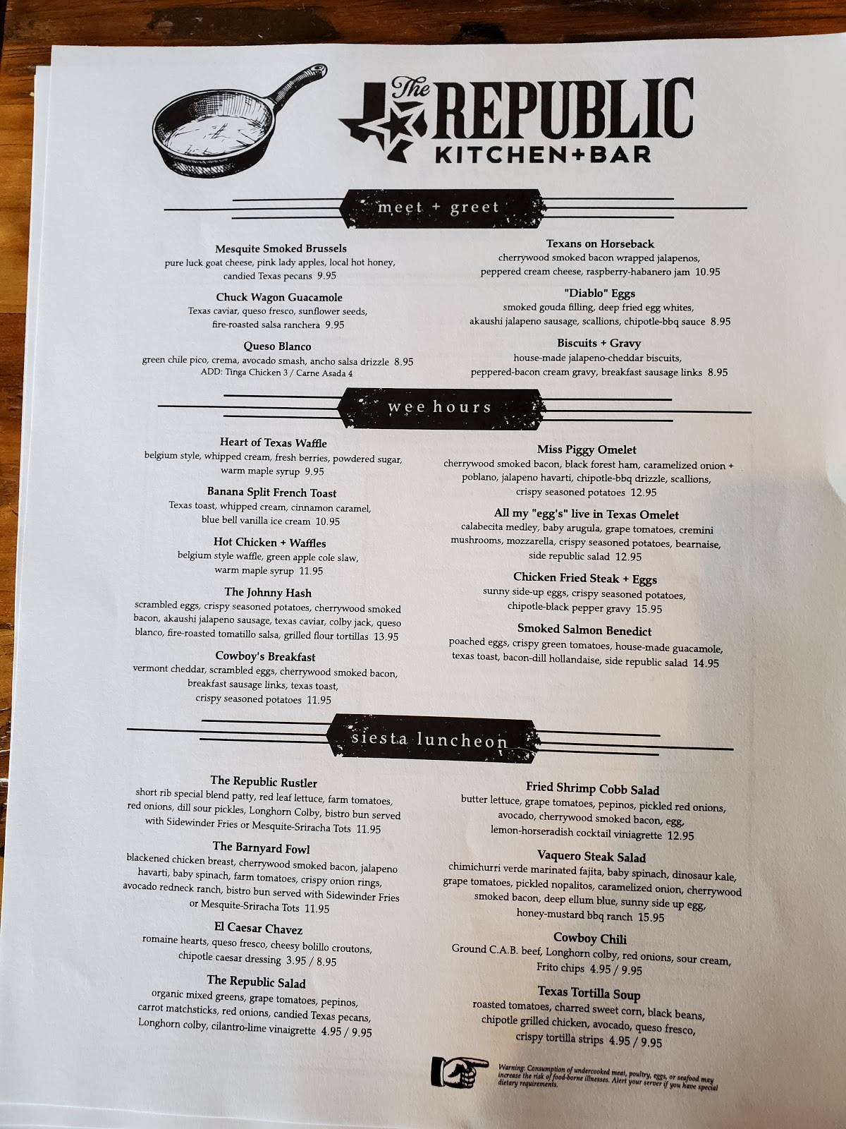 Menu at The Republic Kitchen + Bar, Leander