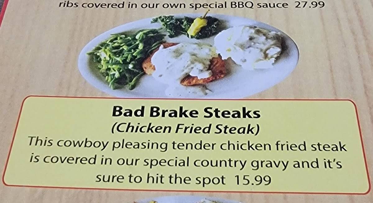Menu at The Roadkill Cafe/O.K. Saloon, Seligman