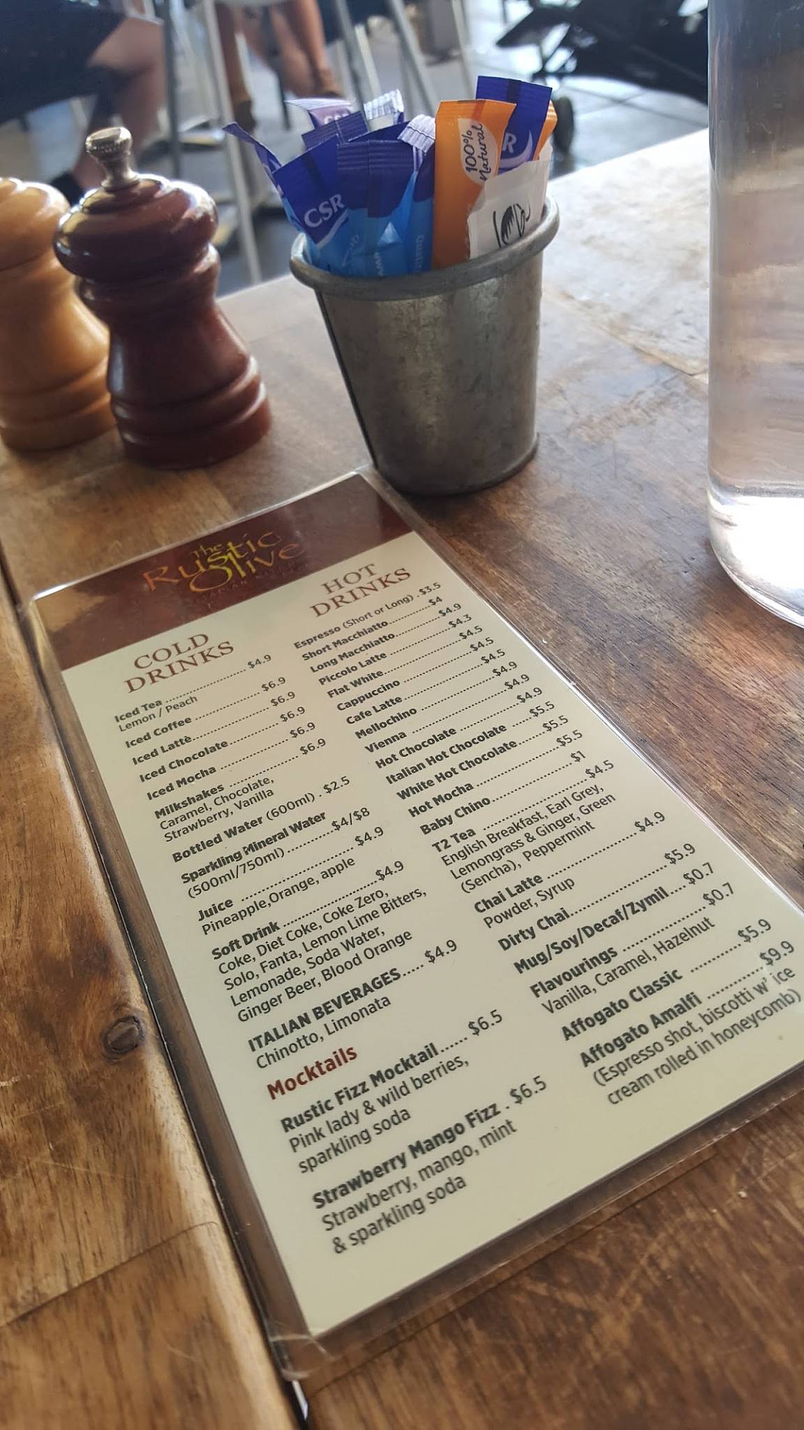 Menu at The Rustic Olive restaurant, Redcliffe