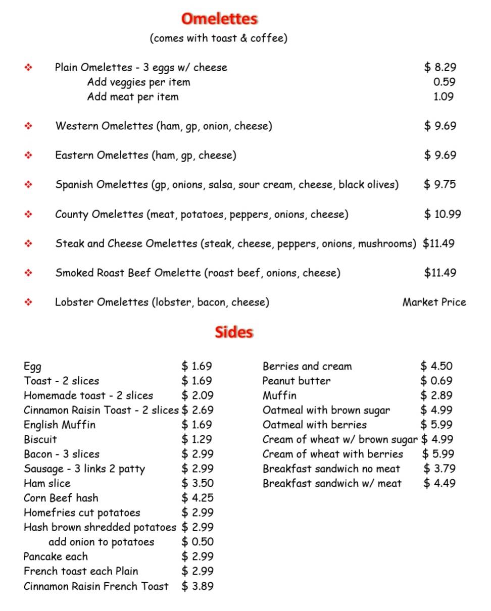 Menu at The Rusty Crab restaurant, Mars Hill