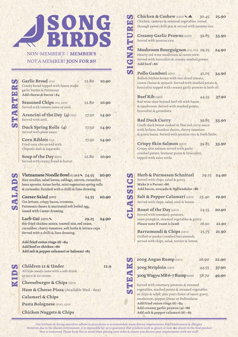 Menu at The Sands Social restaurant, Sandgate