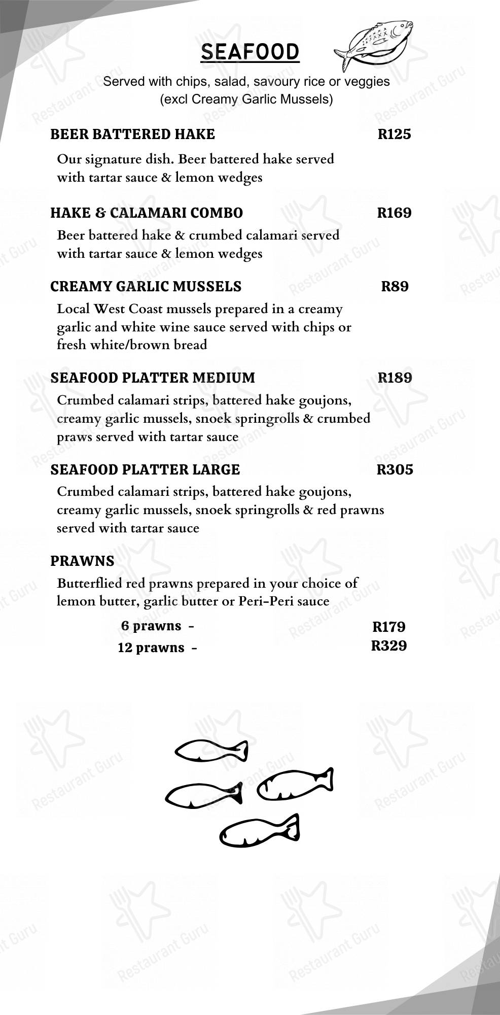 Menu at The Sandstone - Saldanha Bay restaurant, Saldanha