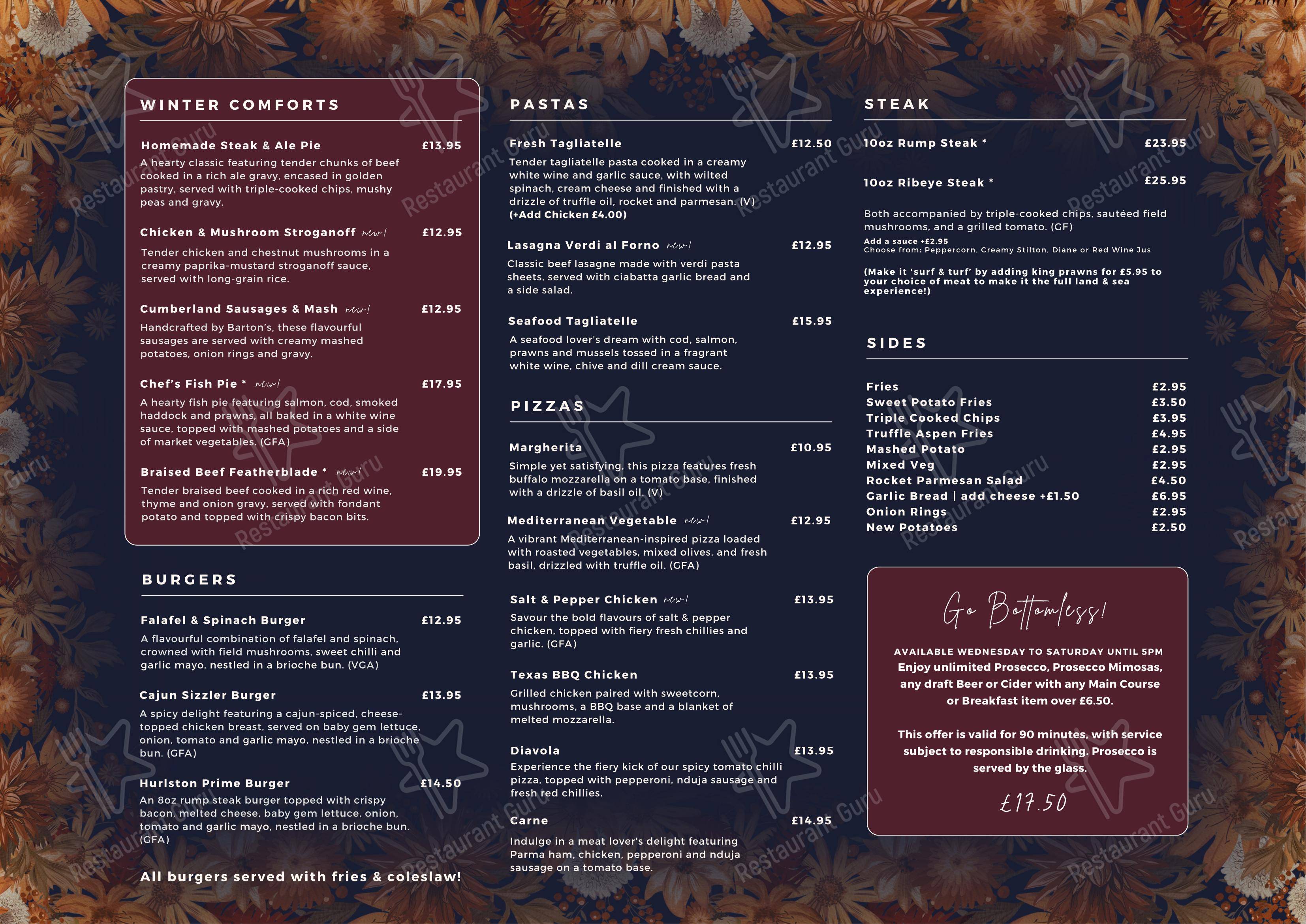 Menu at The Scullery restaurant, Ormskirk