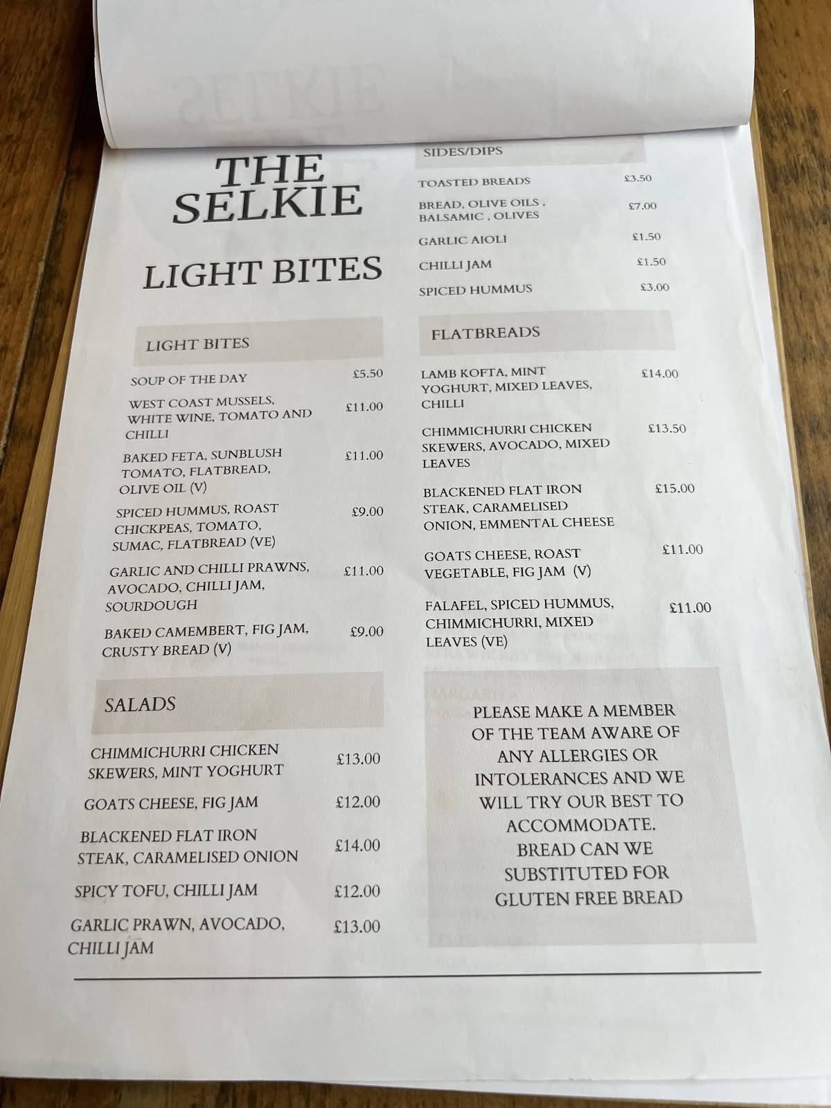 Menu at The Selkie pub & bar, Dundee