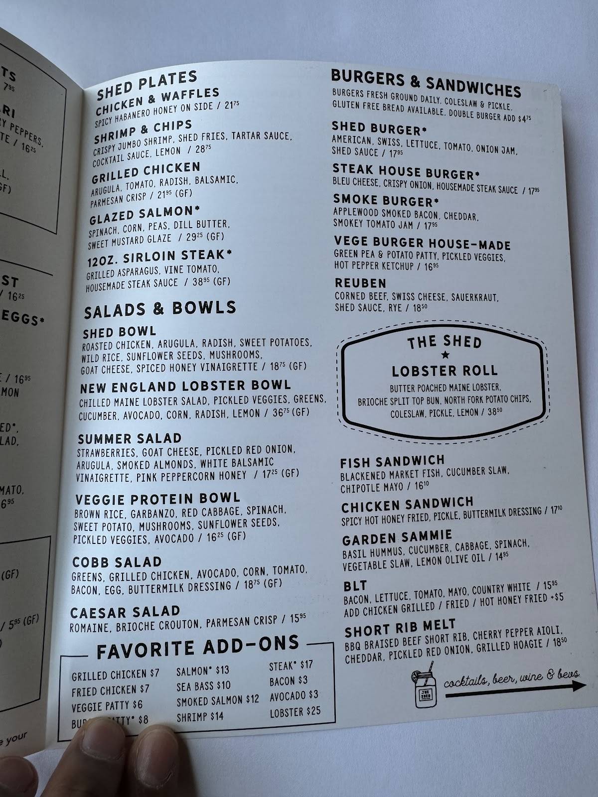 Menu at The Shed Restaurant - West Sayville NY, West Sayville