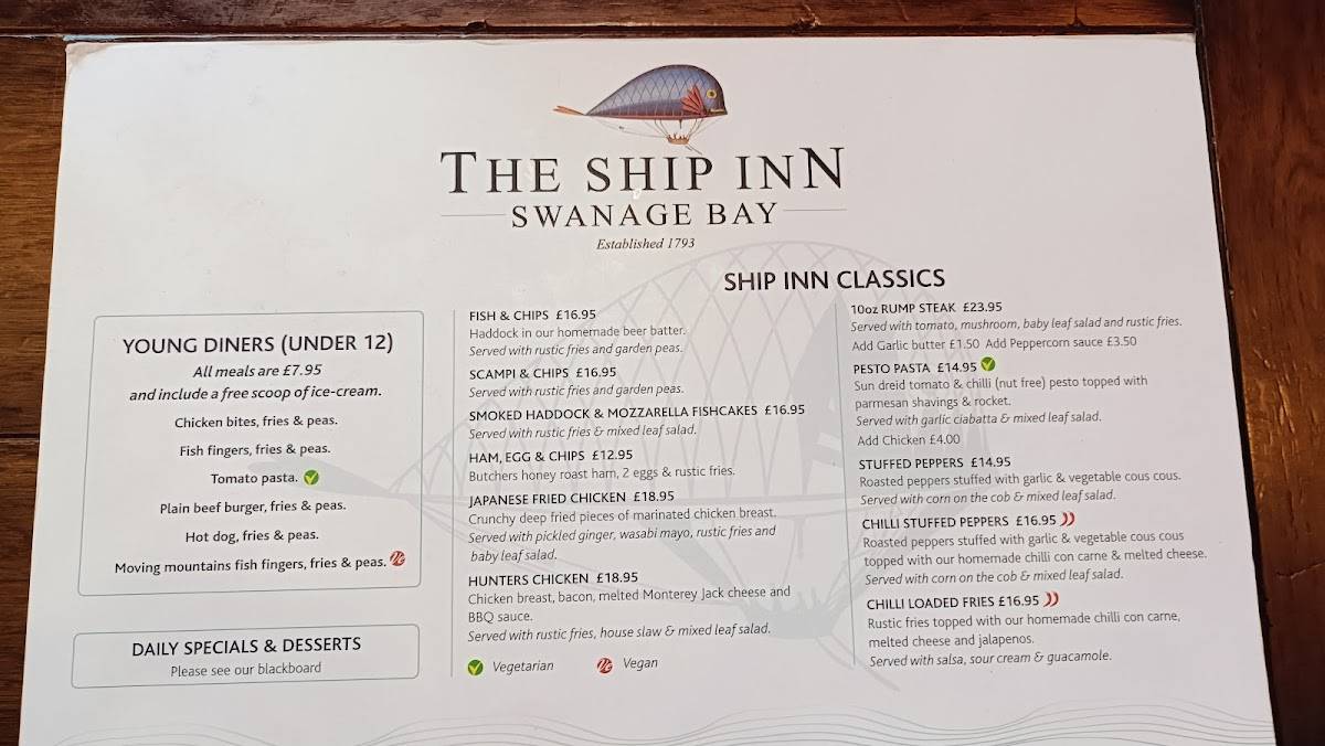 Menu at The Ship Inn pub & bar, Swanage, 23A High St