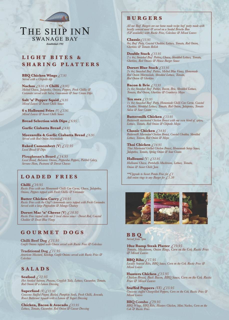 Menu at The Ship Inn pub & bar, Swanage, 23A High St