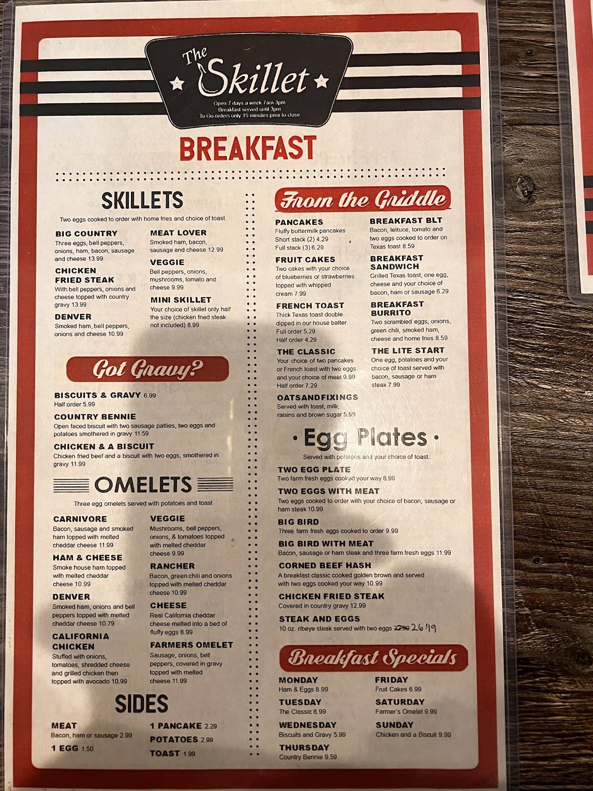 Menu at The Skillet Cafe', Snowflake